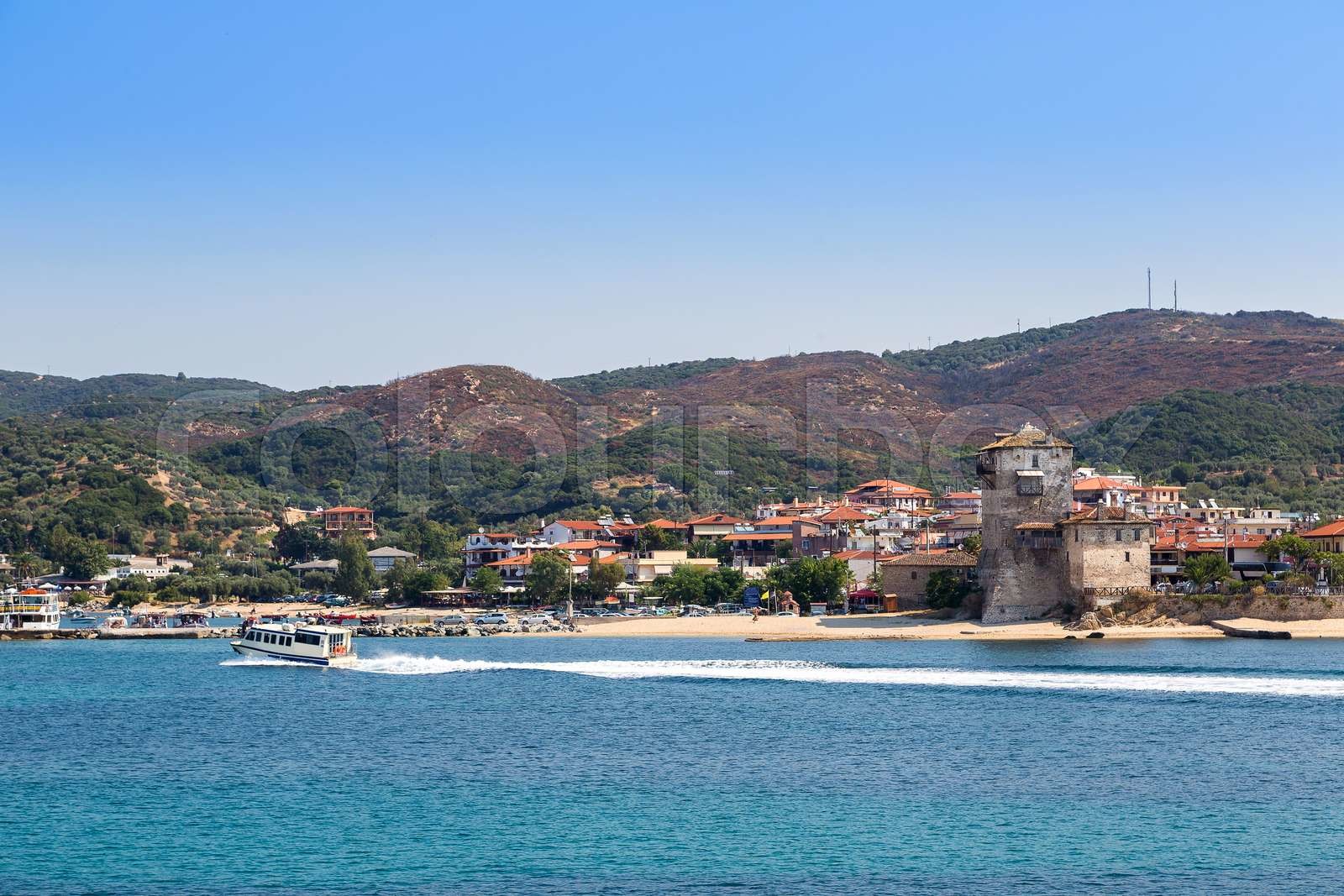 Ouranoupolis tower in Chalkidiki | Stock image | Colourbox