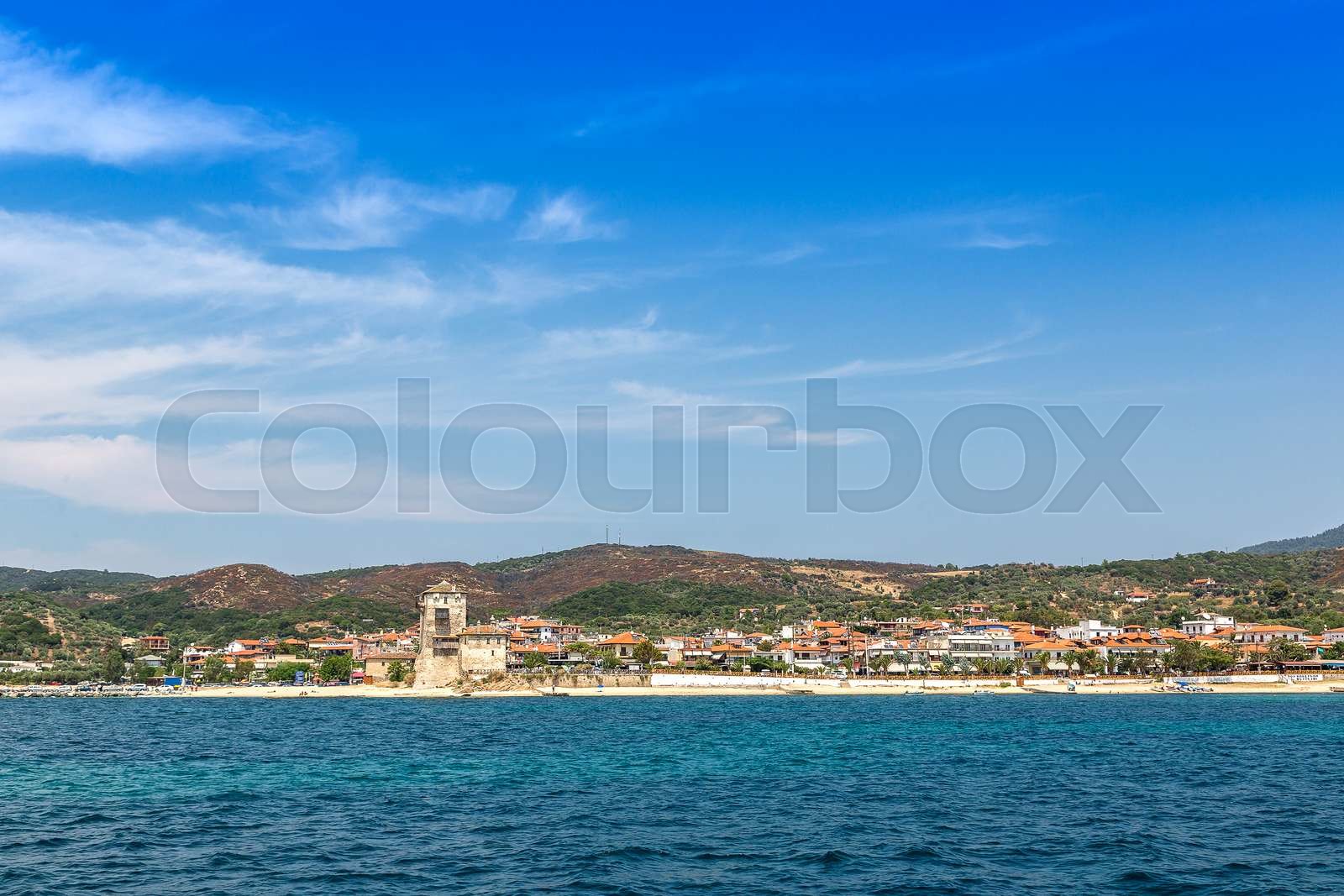 Ouranoupolis tower in Chalkidiki | Stock image | Colourbox