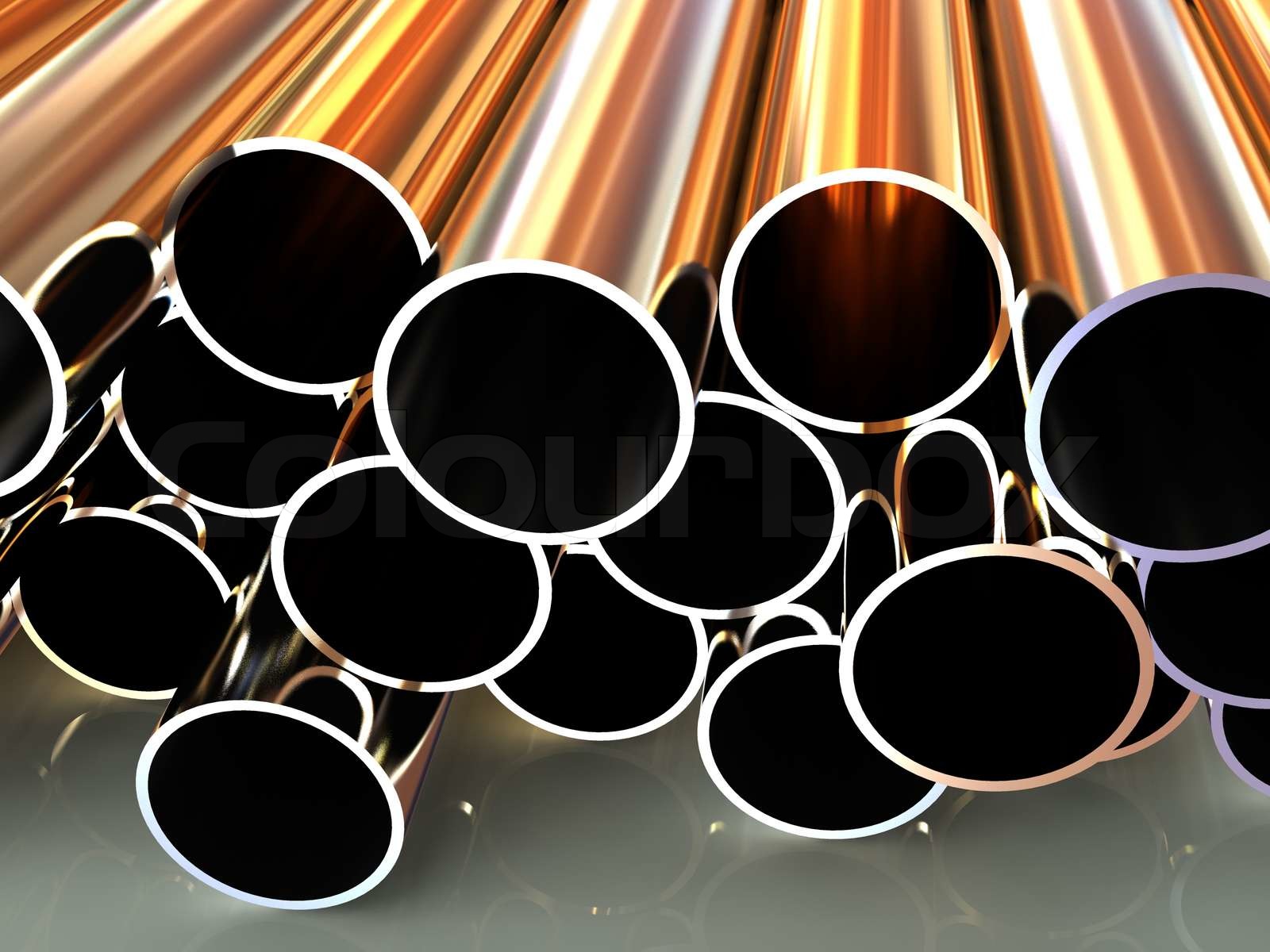 stack of steel tubing 3d | Stock image | Colourbox