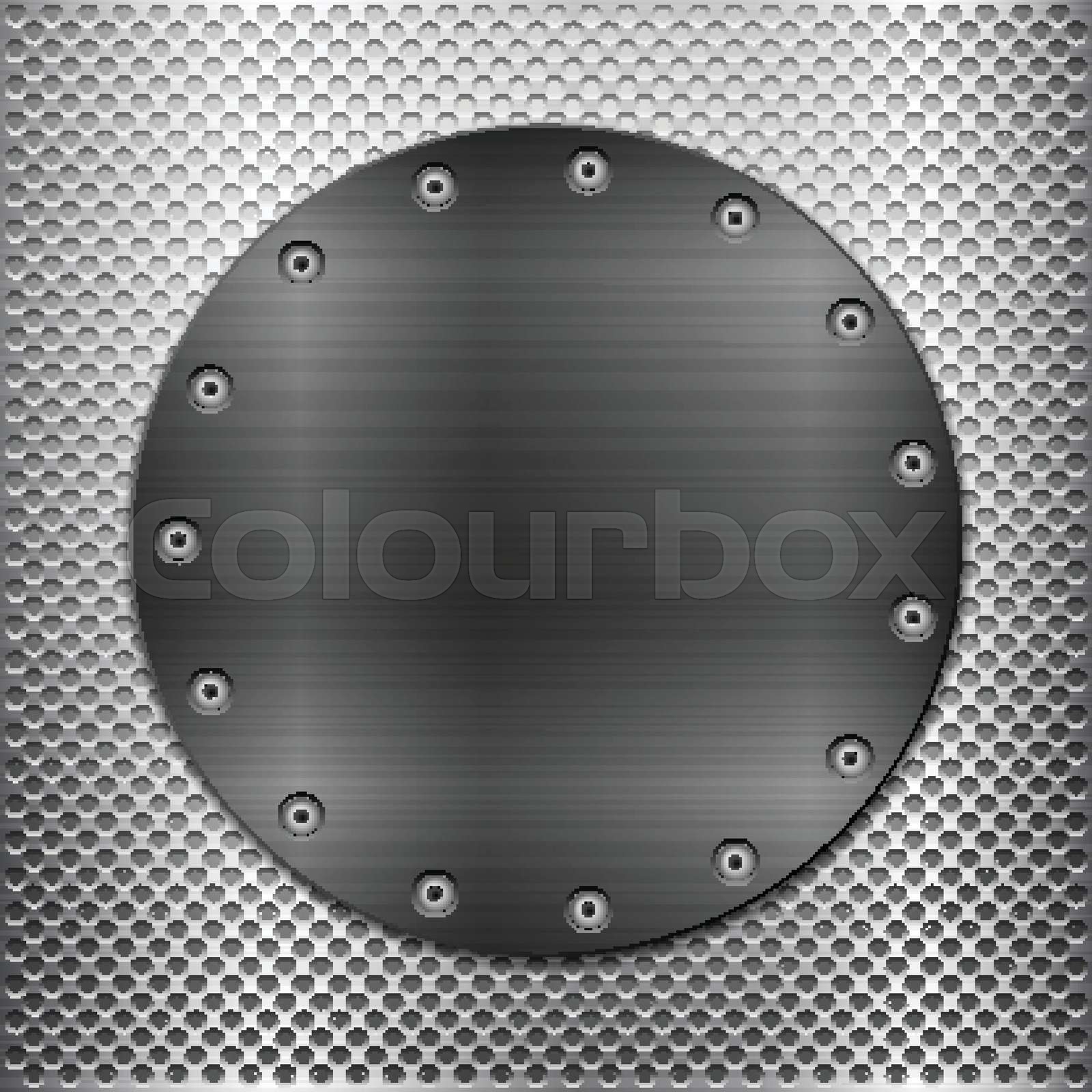 grey metal grid and black circle plate | Stock vector | Colourbox