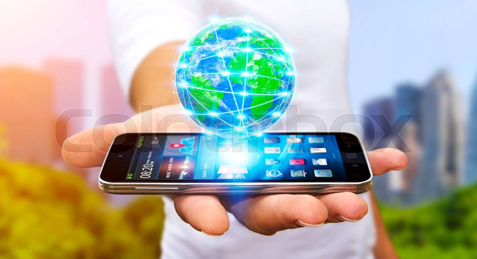 Businessman surfing on internet with modern mobile phone | Stock image ...