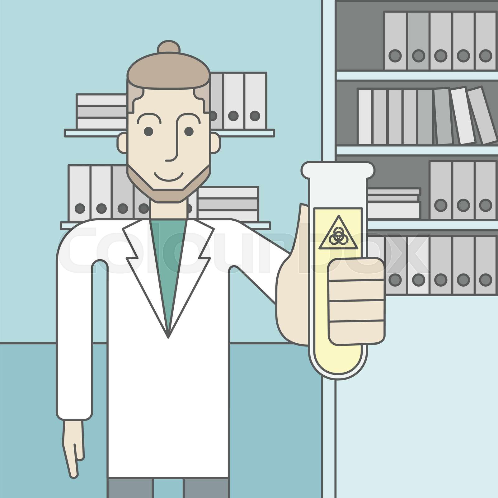 Laboratory assistant with test tube. | Stock vector | Colourbox