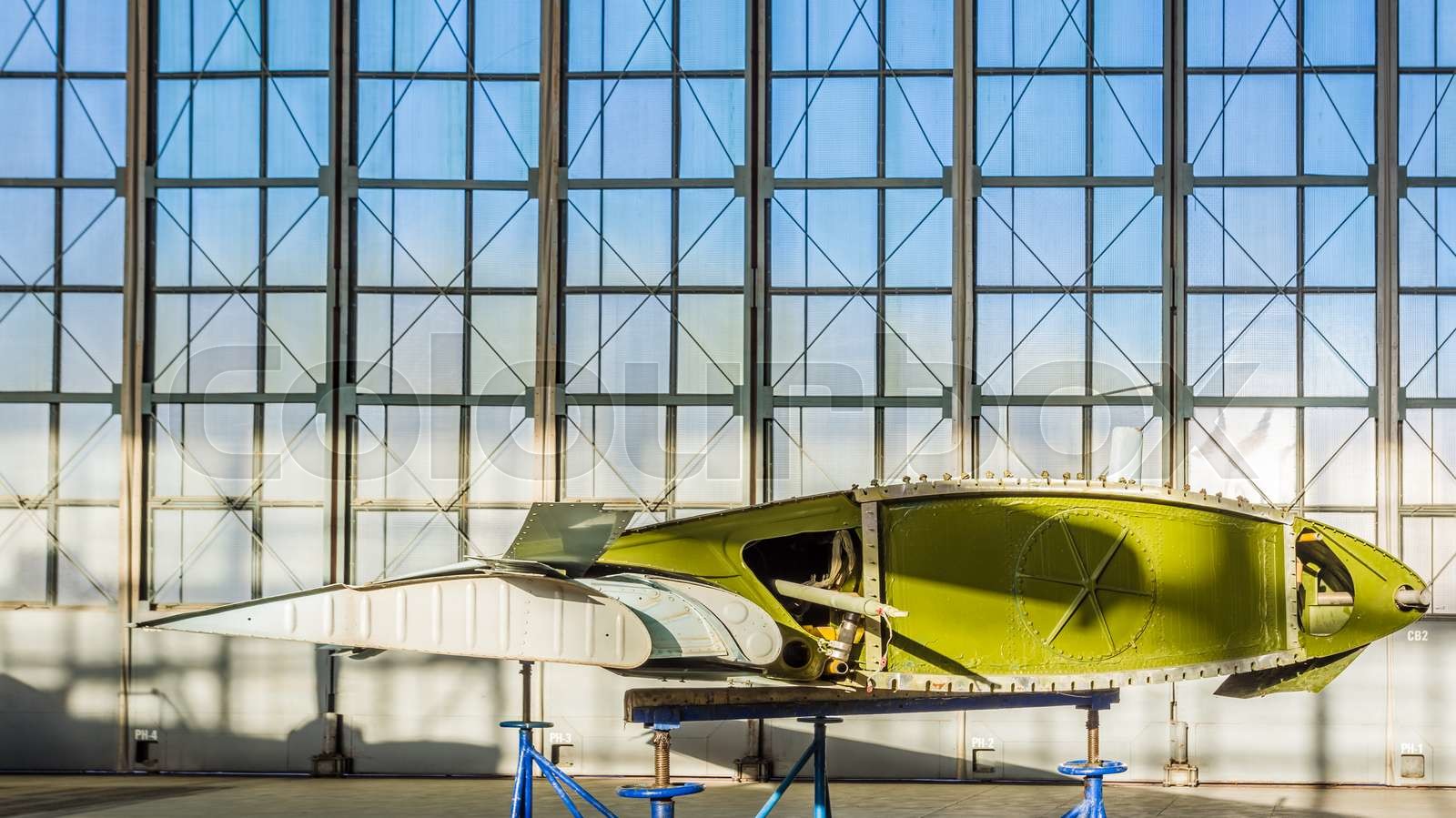 Wing of aircraft in repair | Stock image | Colourbox