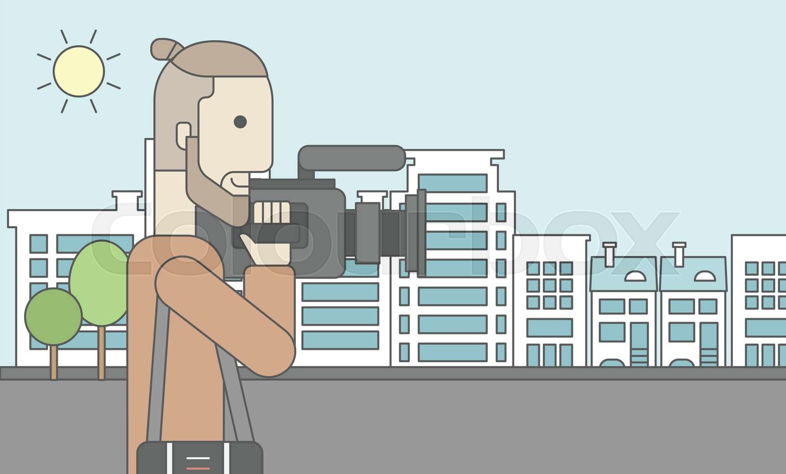 Cameraman with video camera | Stock vector | Colourbox