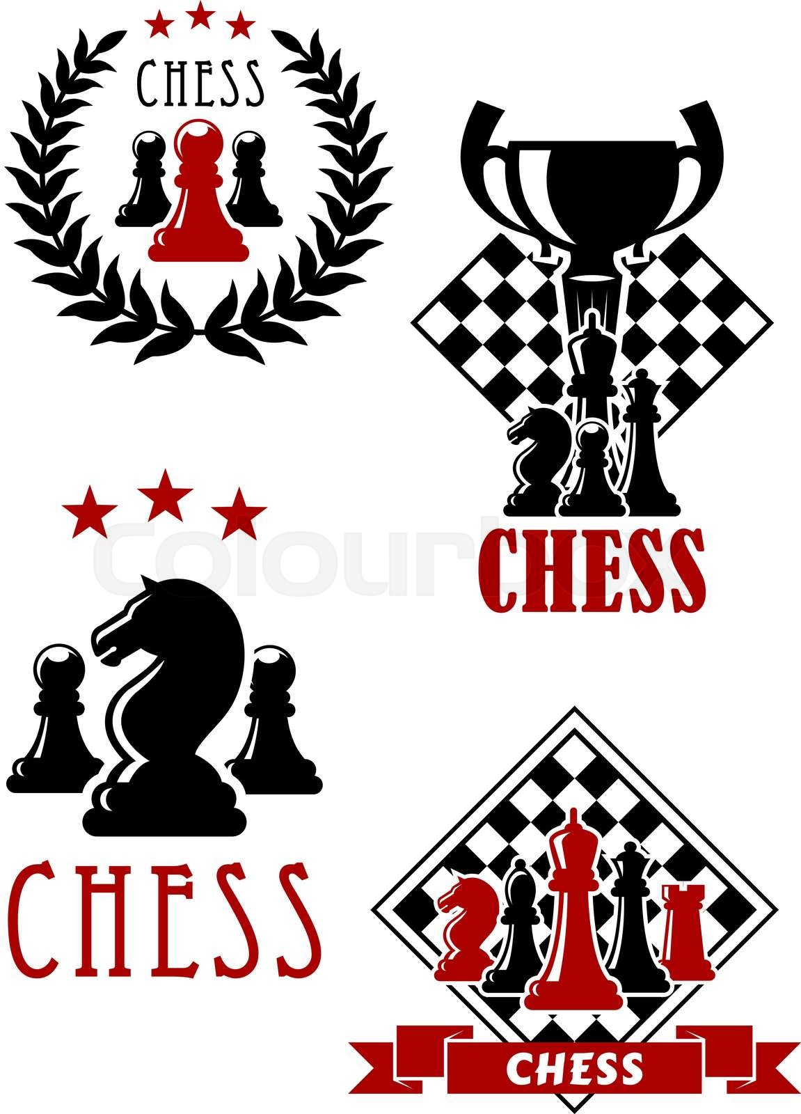 Chess game icons and emblems | Stock vector | Colourbox