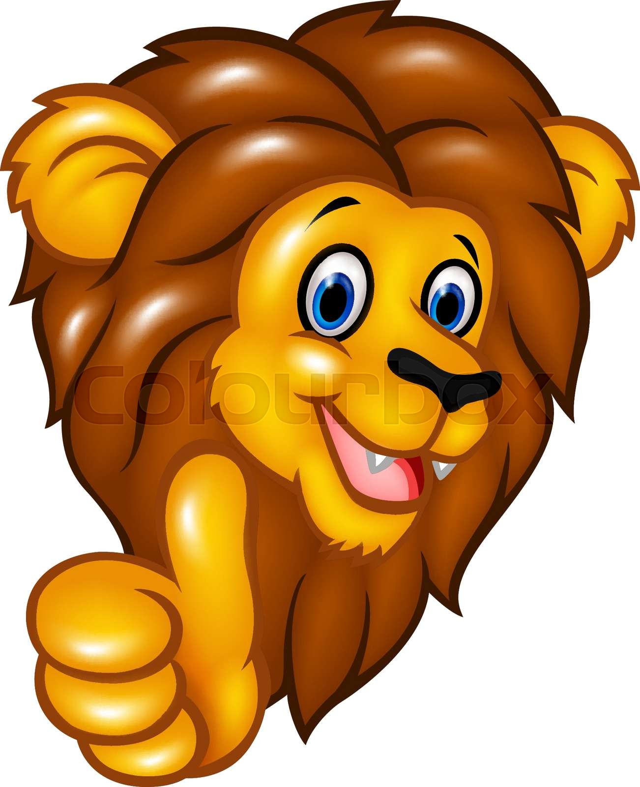 Happy lion mascot giving thumbs up | Stock vector | Colourbox