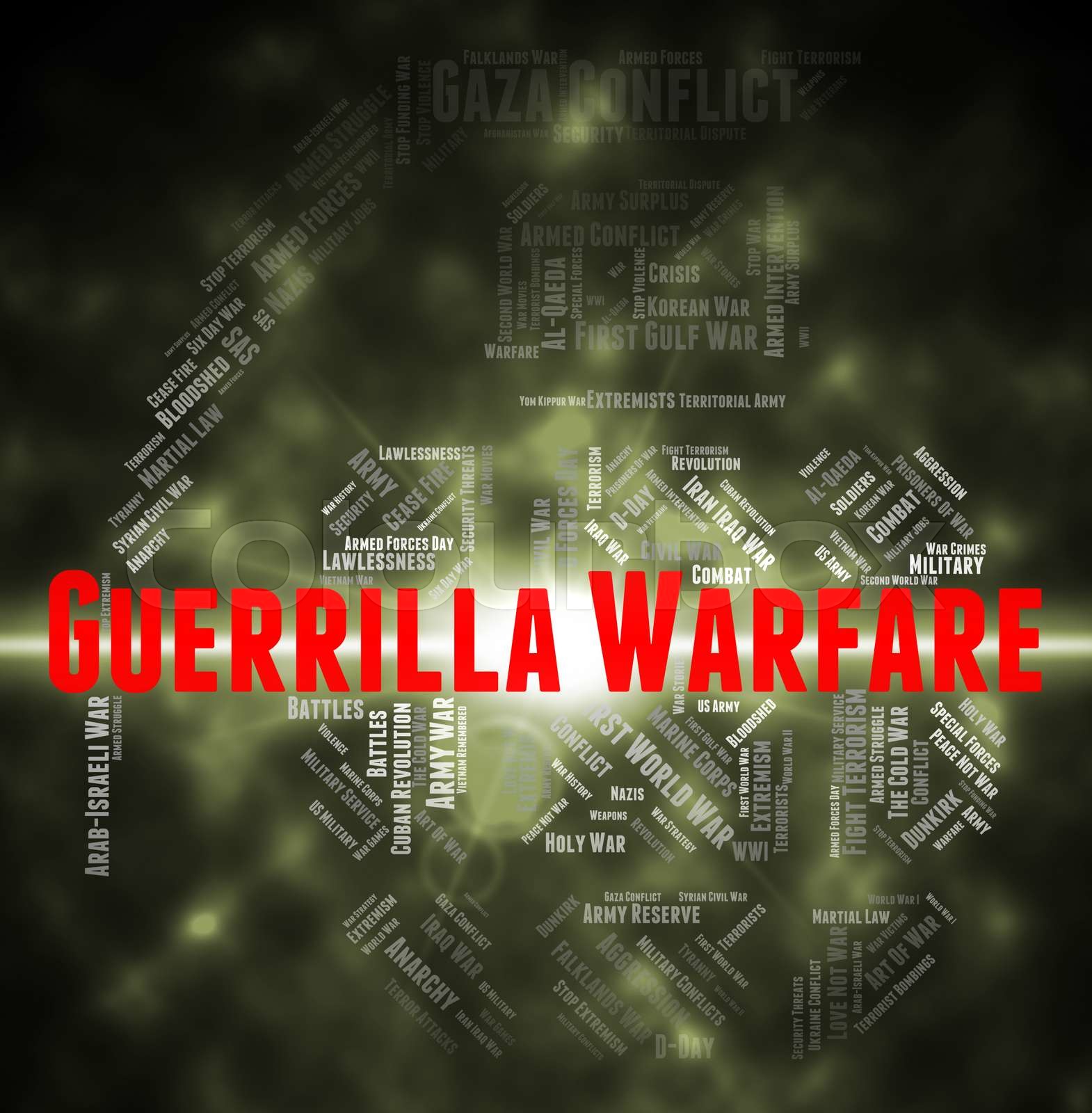 Guerrilla Warfare Represents Resistance Fighter And Clashes | Stock ...