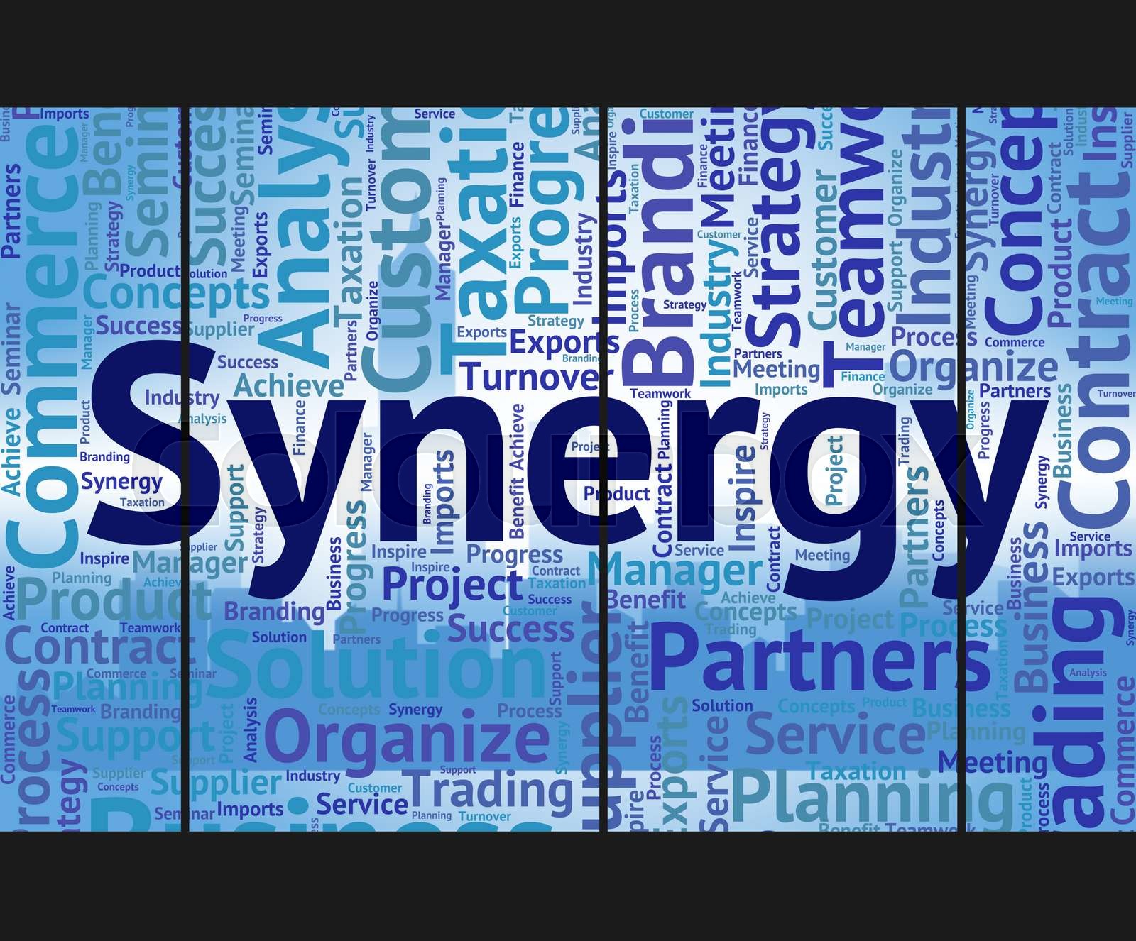 Synergy Word Represents Work Together And Collaboration | Stock image ...