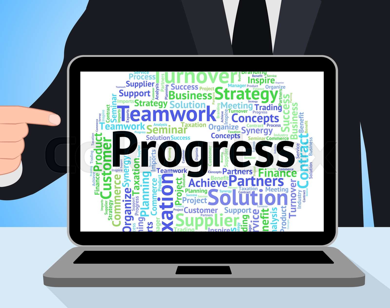 Progress Word Means Progression Betterment And Wordcloud | Stock image ...