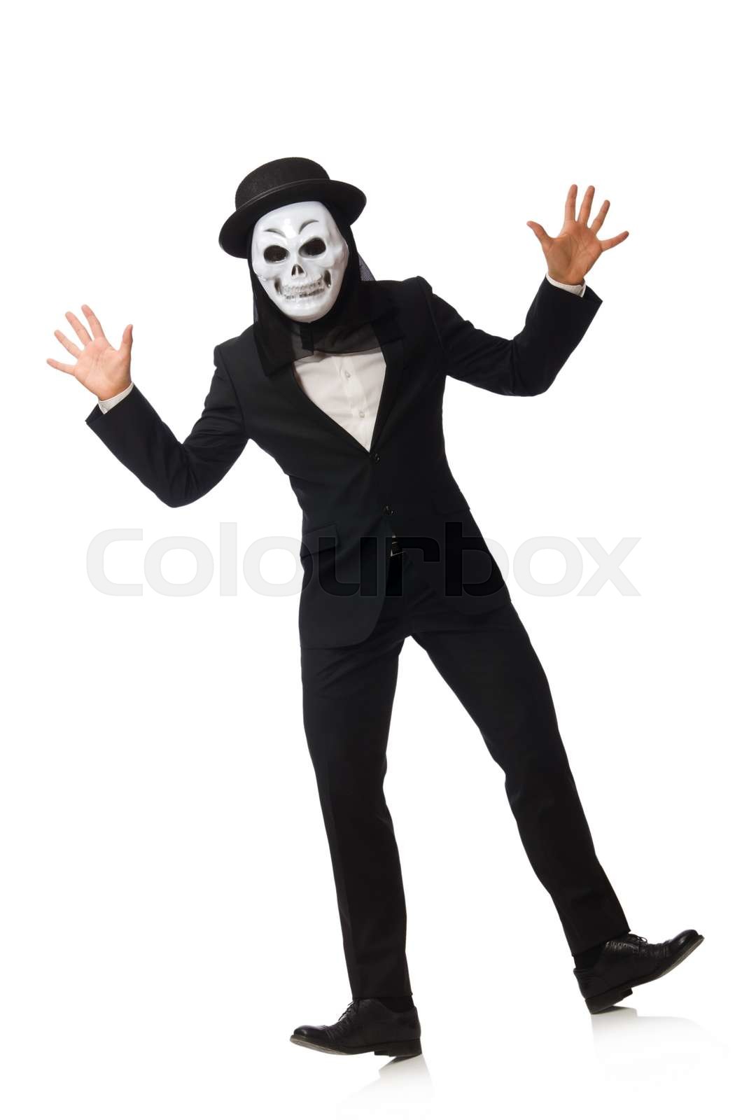 Man with scary mask isolated on white | Stock image | Colourbox