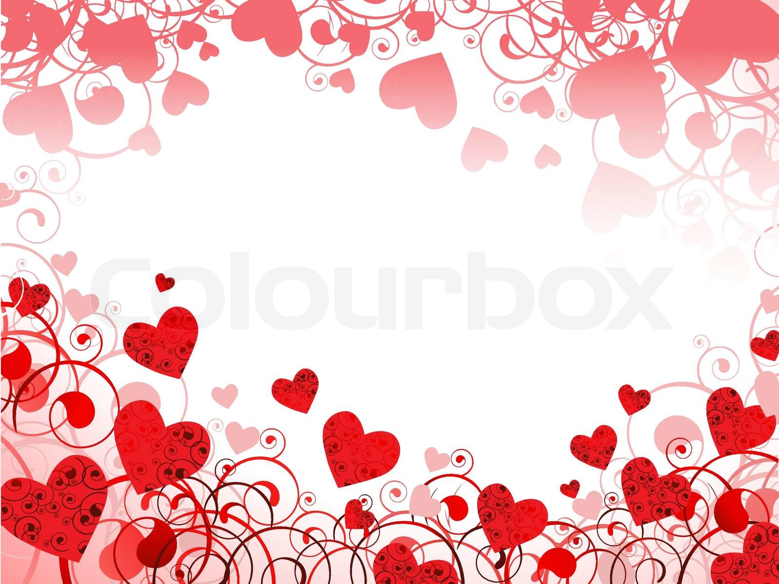 vandret rødt hjerte ramme med hvirvler og copyspace til din tekst ...