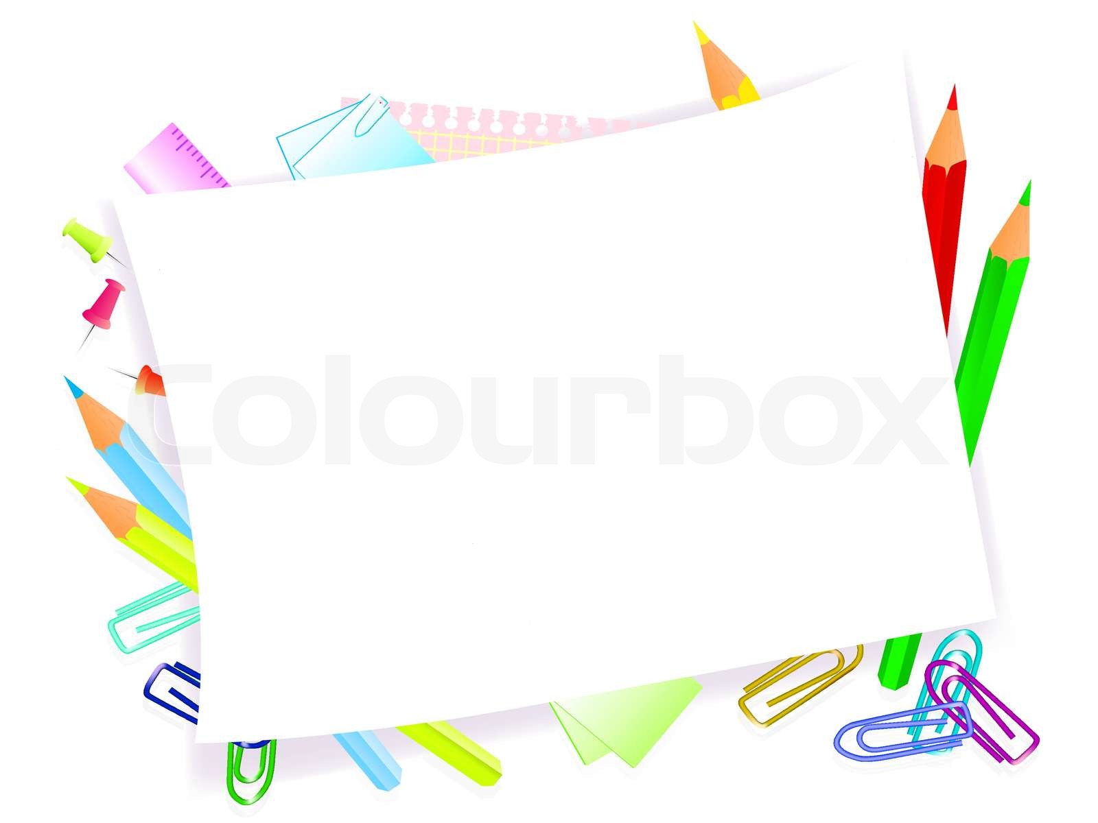 Schulbedarf mit Rahmen für Text -Tour | Stock-Vektor | Colourbox