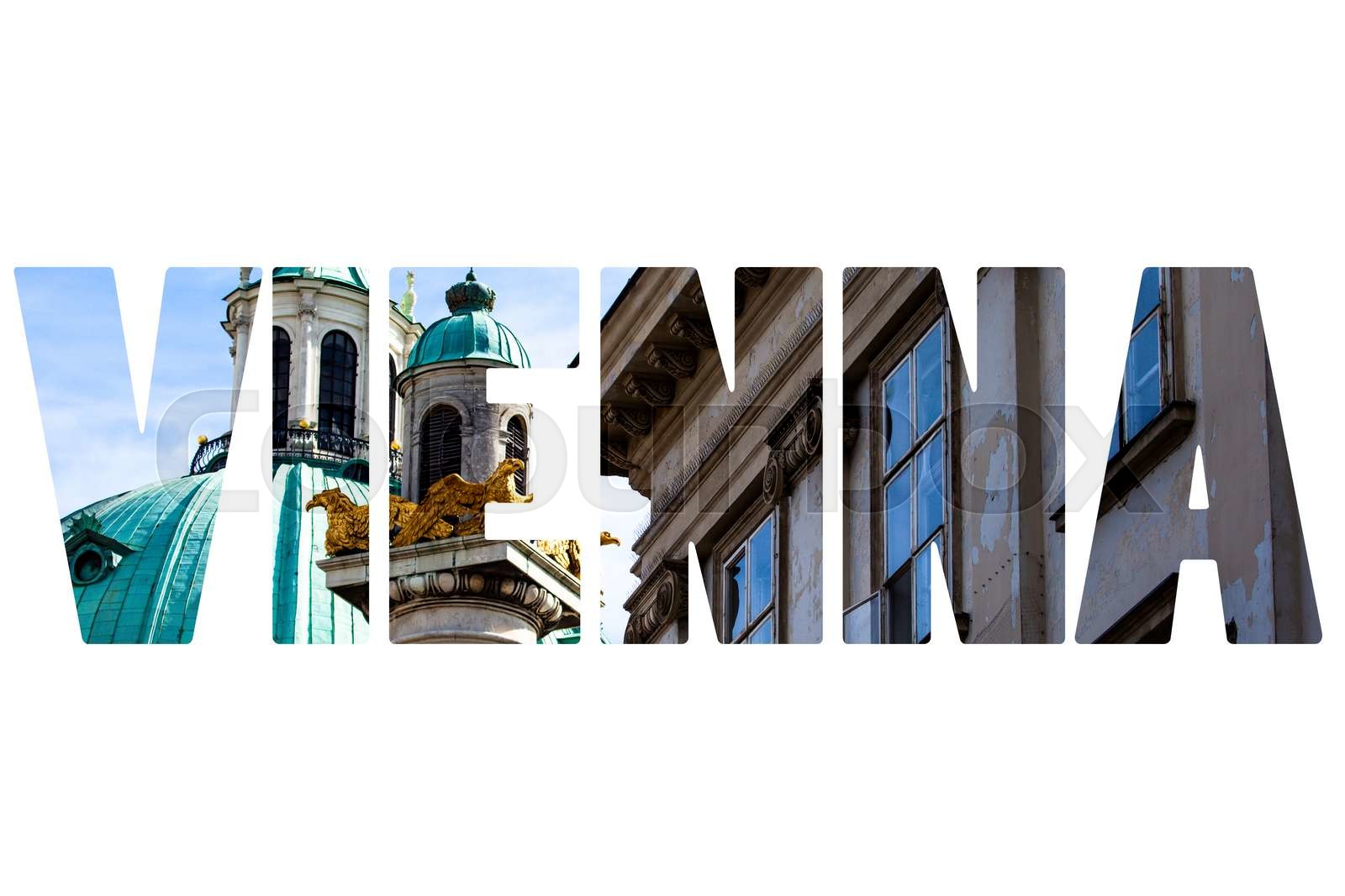 Word VIENNA over traditional symbols. | Stock image | Colourbox