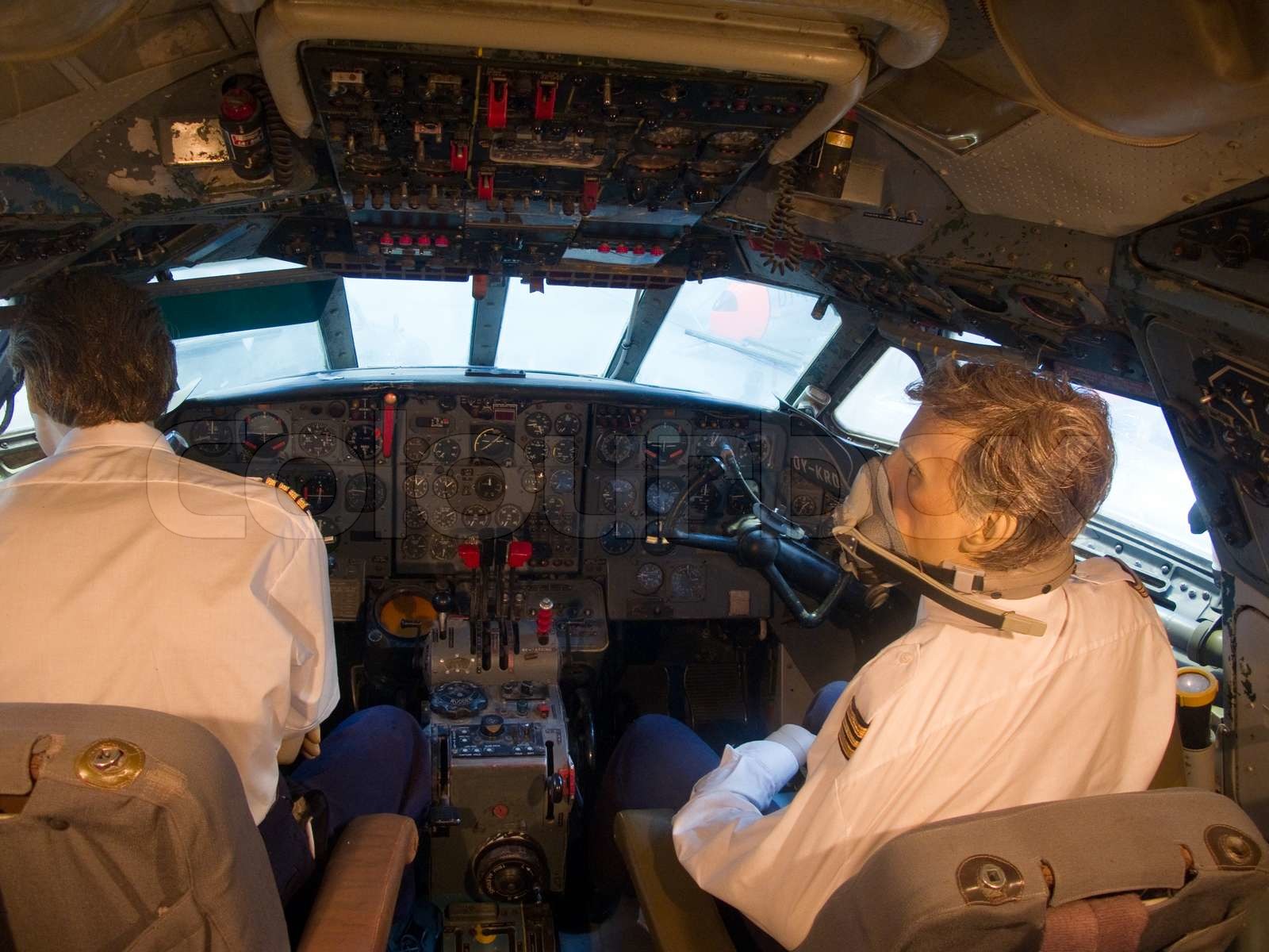dummy pilots in cockpit of an old plane | Stock image | Colourbox