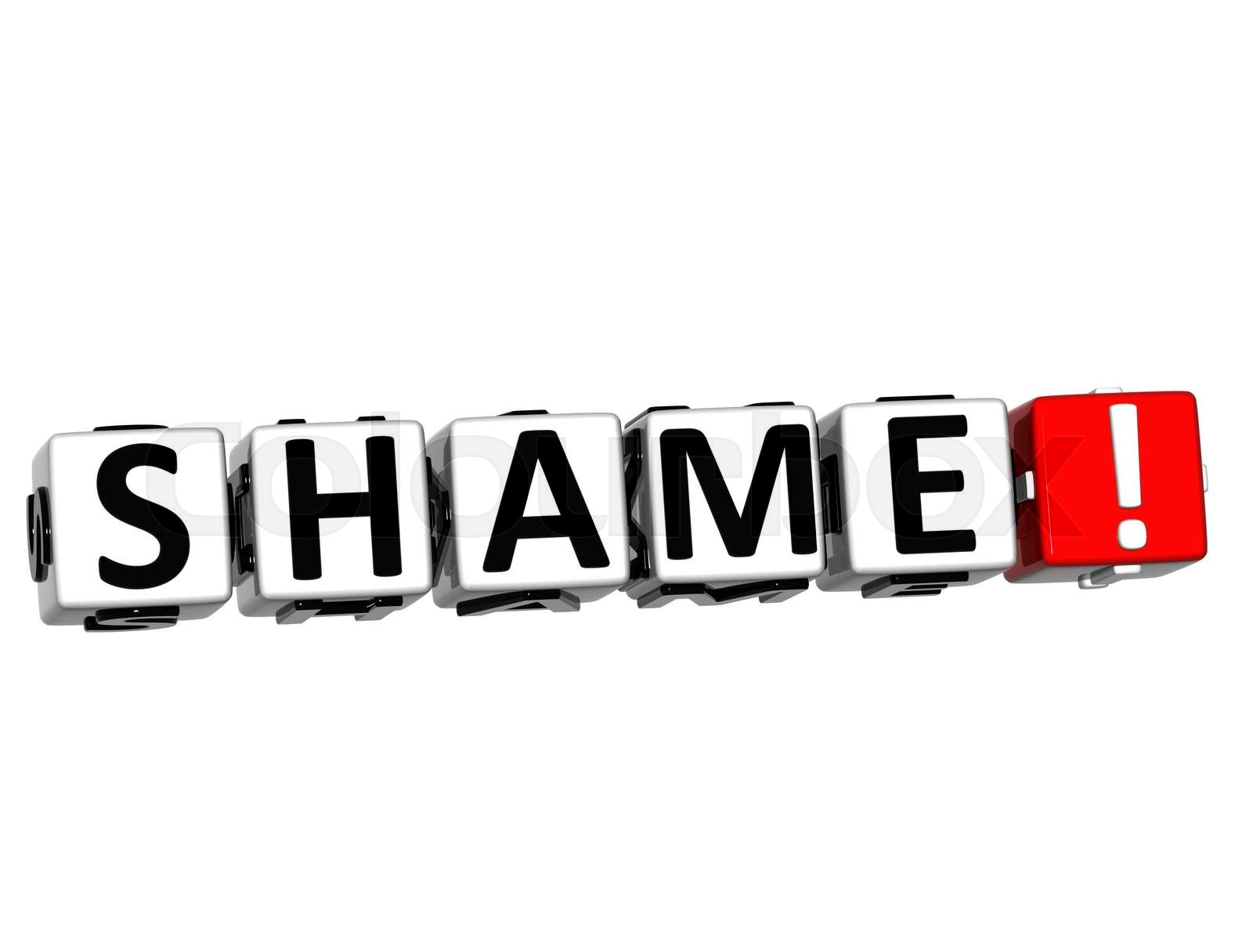 3D Shame Button Click Here Block Text | Stock image | Colourbox