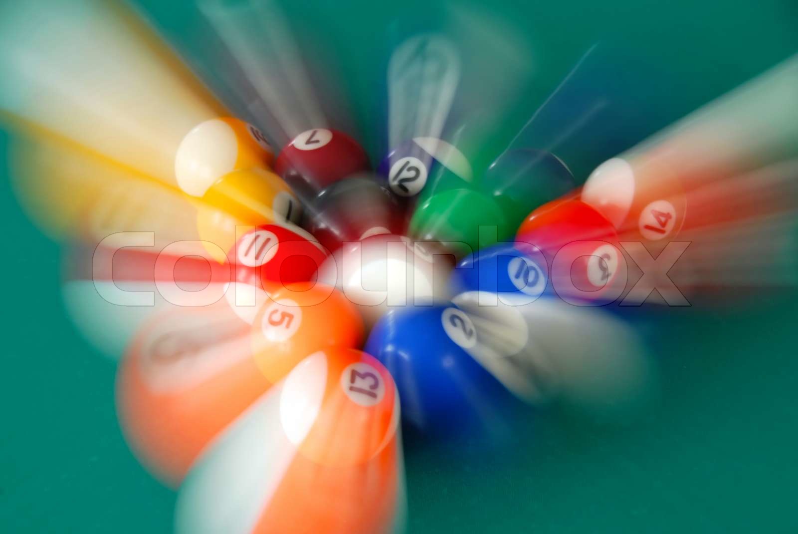 group of billiards balls moving in various directions | Stock image ...