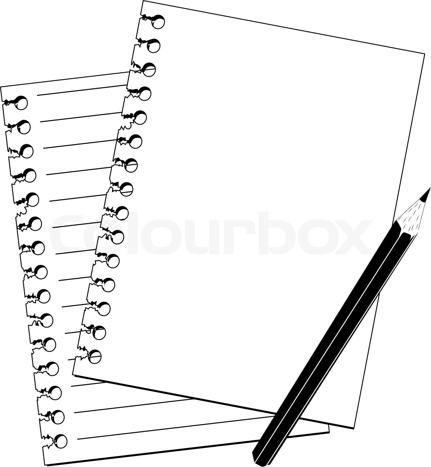 pencil and notebook in black and white | Stock vector | Colourbox