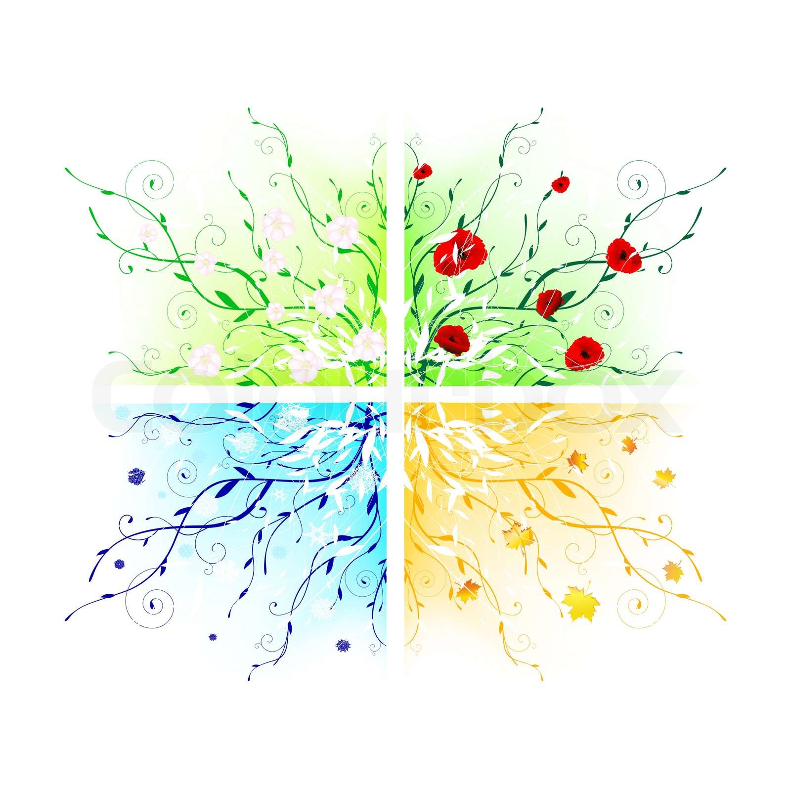 four seasons abstract floral frames | Stock vector | Colourbox