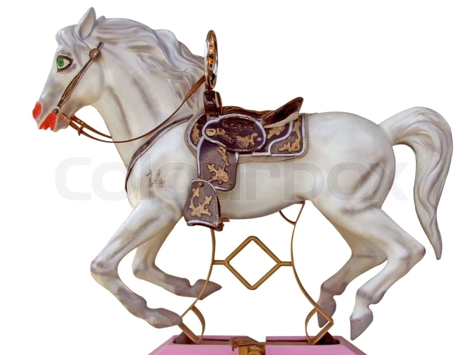 White Merry -go -round hest - isoleret på hvid baggrund | Stock foto ...