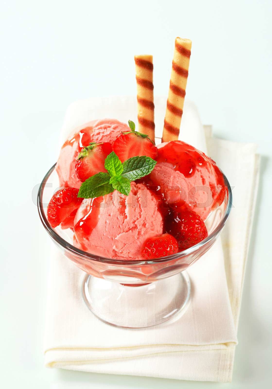 Strawberry ice cream sundae | Stock image | Colourbox