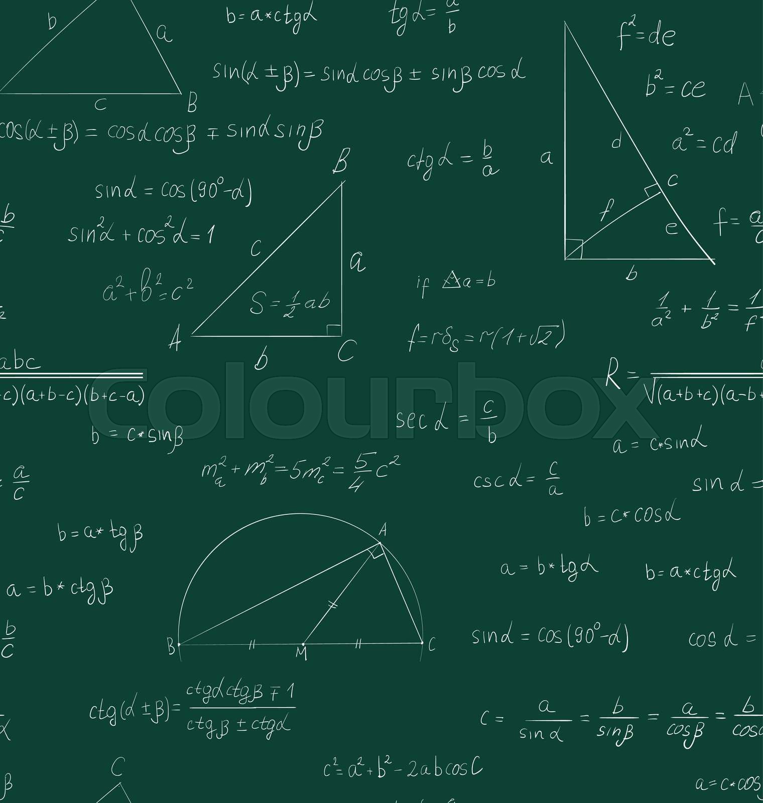 Seamless trigonometry pattern on green | Stock vector | Colourbox