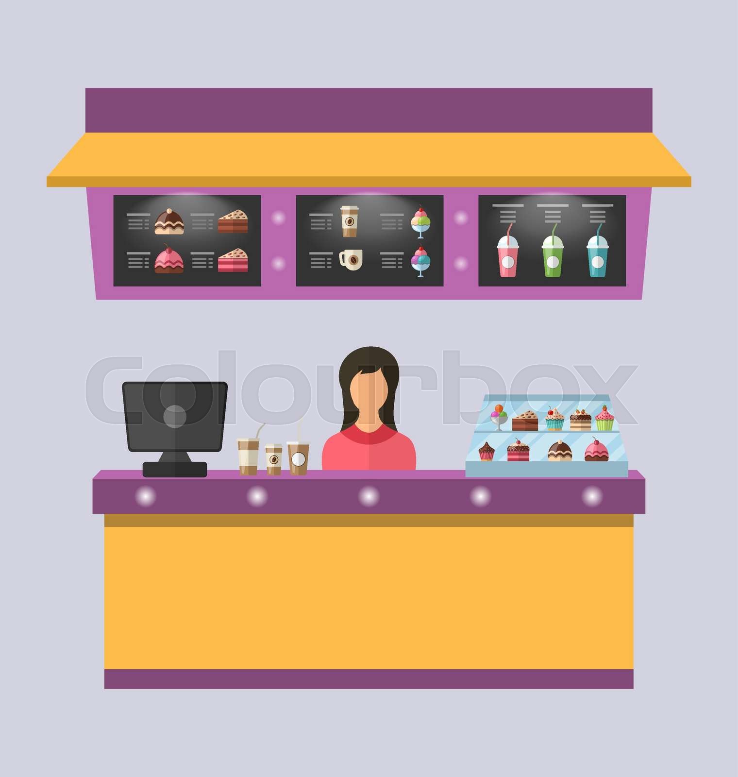 Sweet Shop with Cakes, Ice Creams, | Stock vector | Colourbox