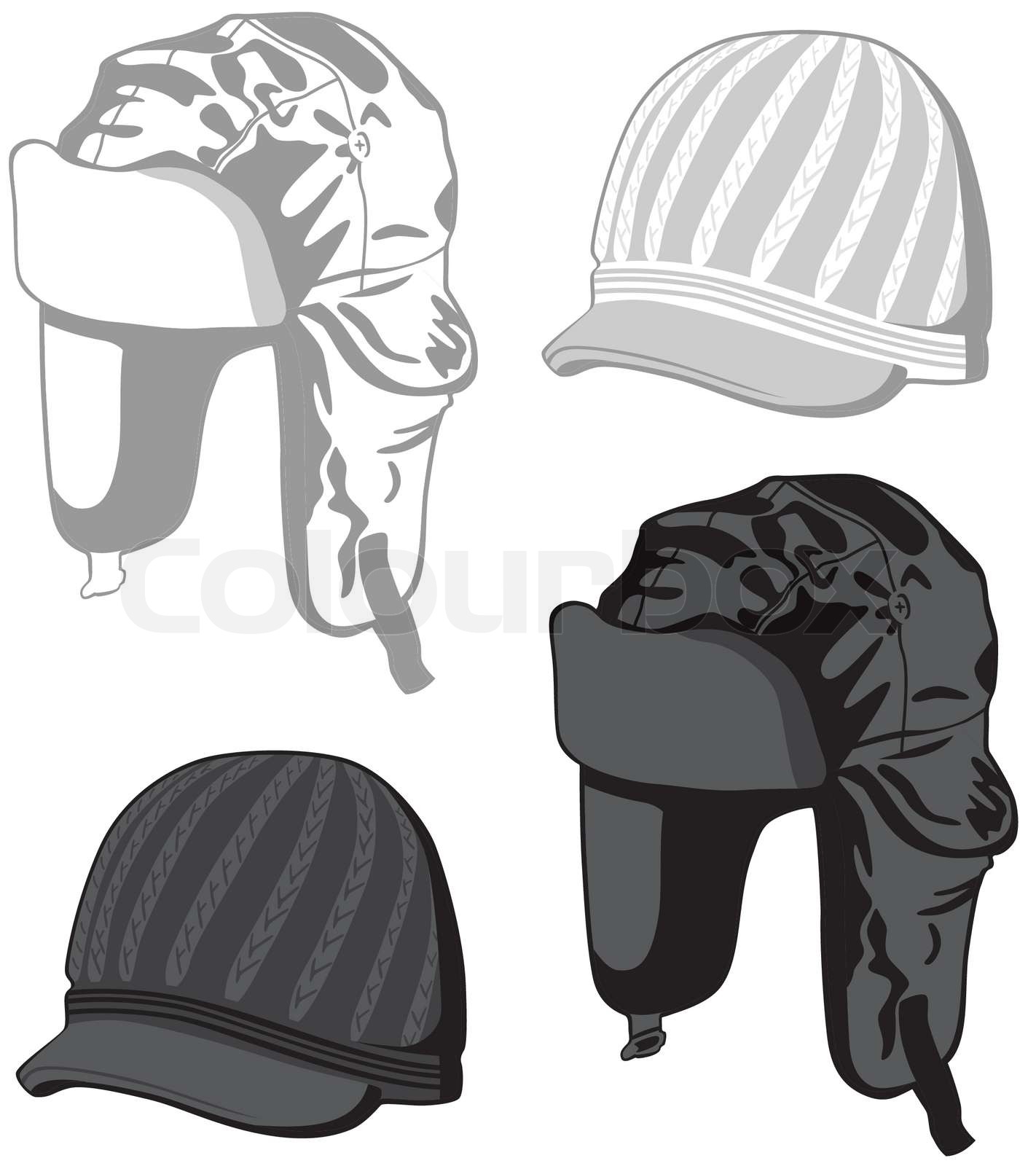 "Set of the caps. Vector illustration" | Stock vector | Colourbox