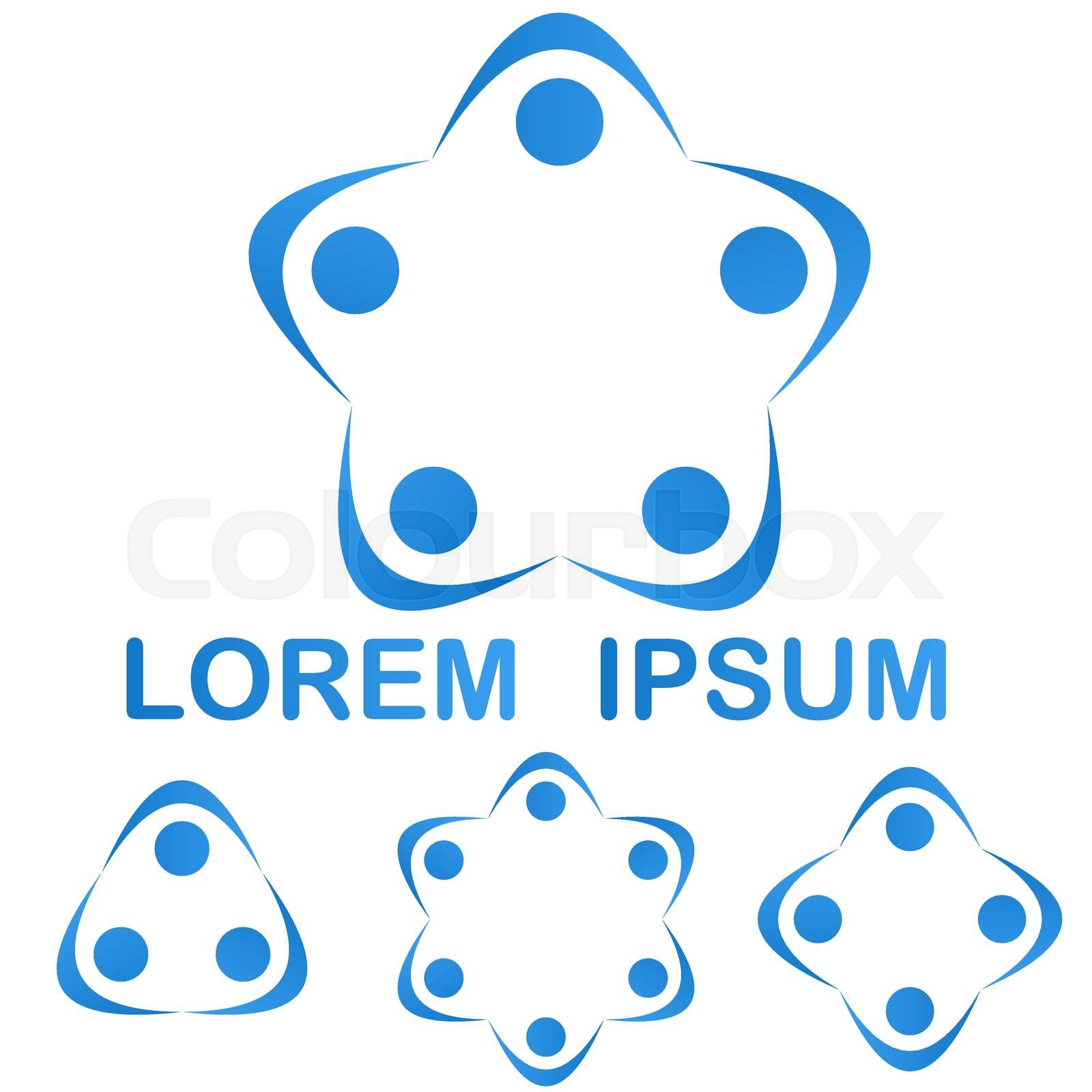 Blue teamwork group logo symbol design set | Stock vector | Colourbox
