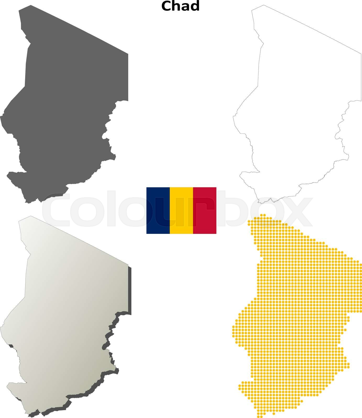 Chad outline map set | Stock vector | Colourbox Chad outline map set | Stock vector | Colourbox