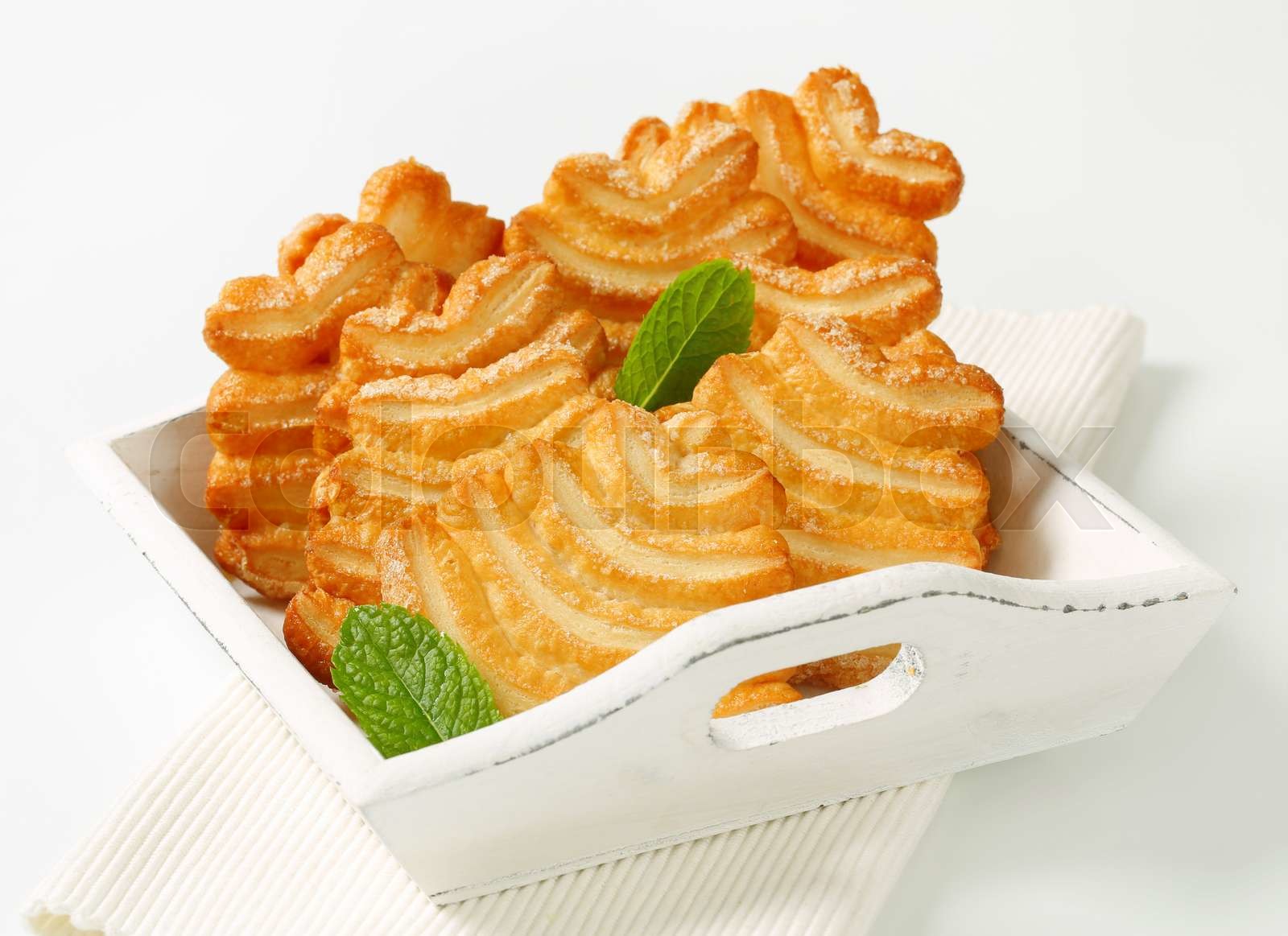 Italian puff pastry cookies coated with sugar | Stock image | Colourbox