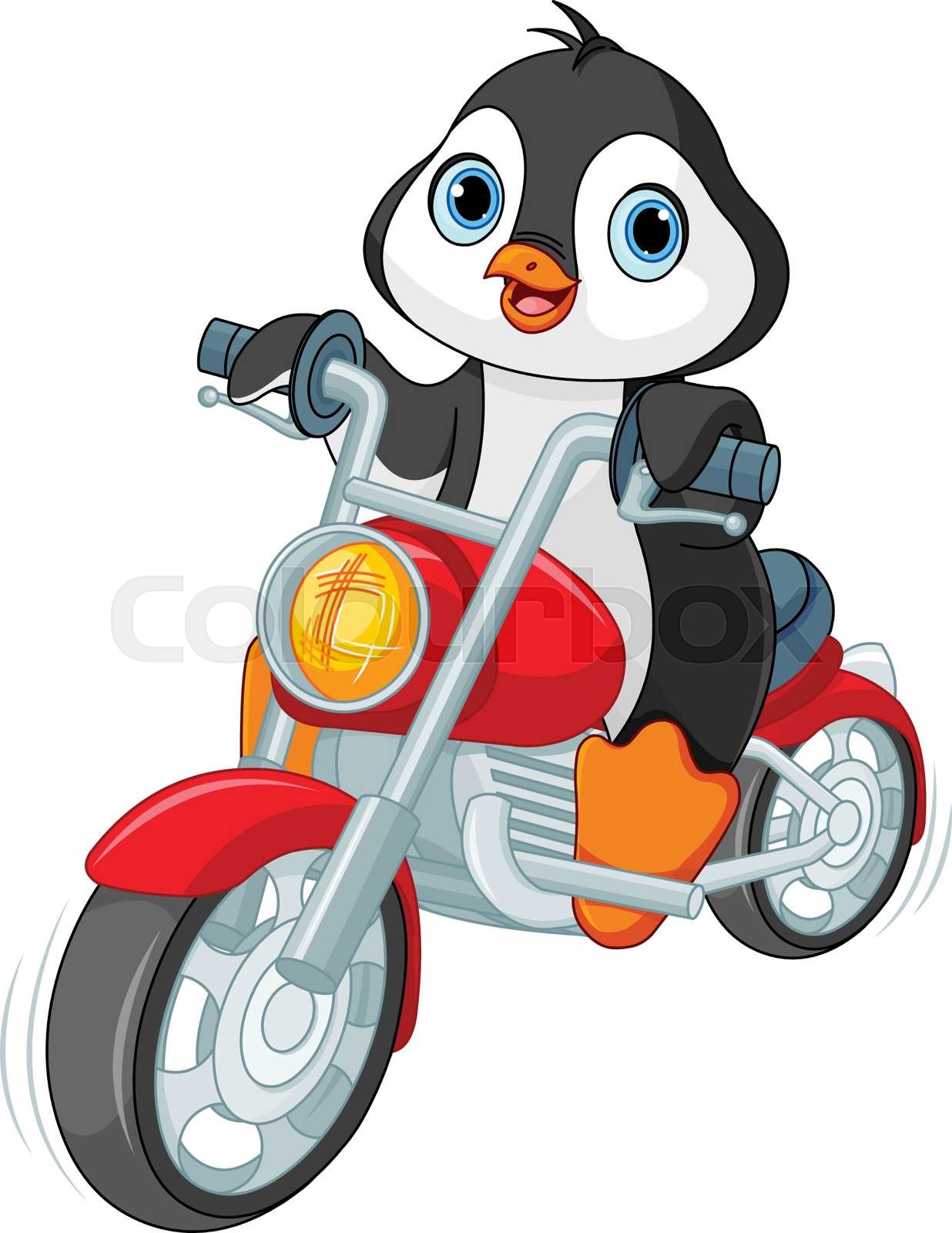 Penguin Motorcyclist | Stock vector | Colourbox
