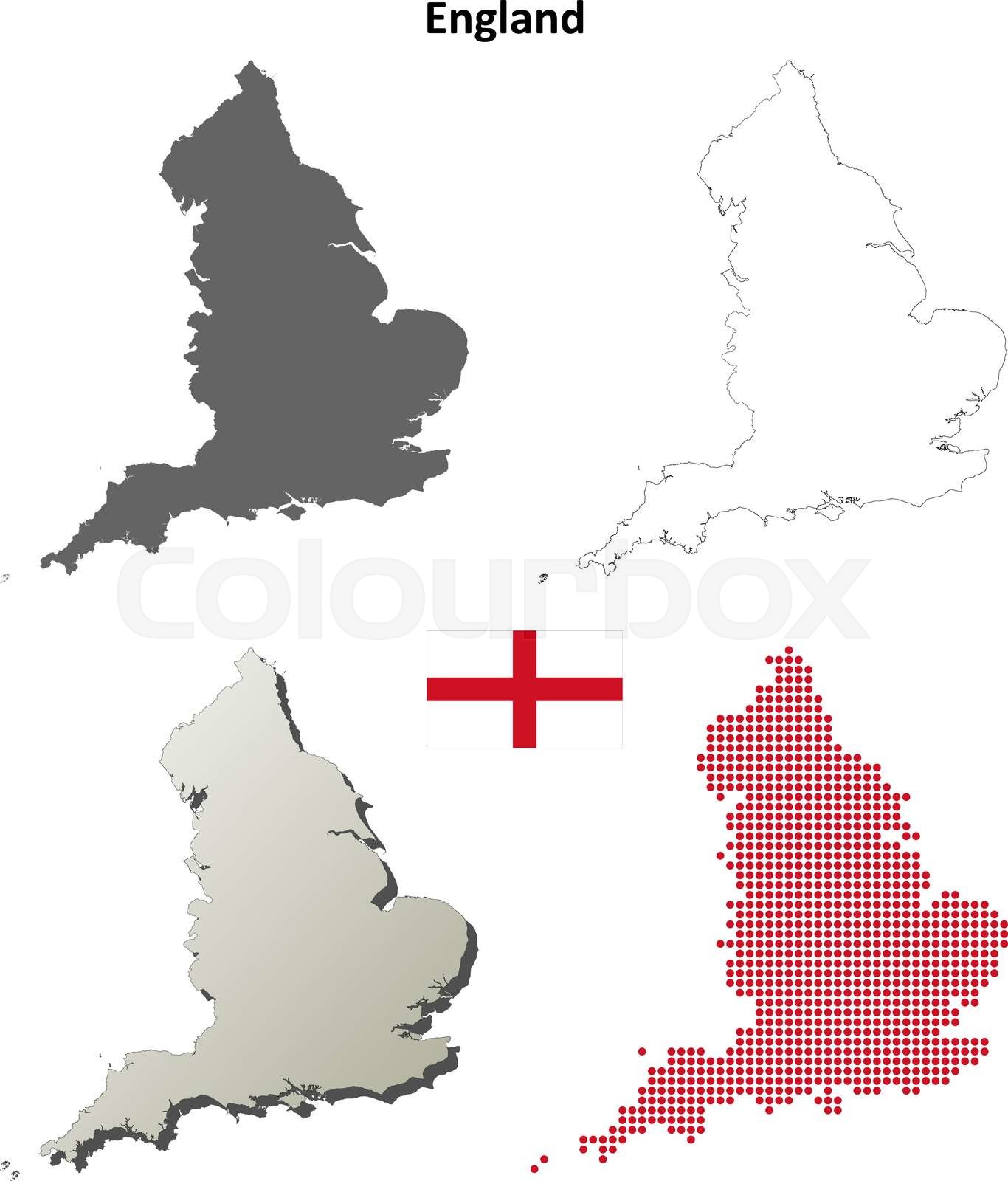 England outline map set | Stock vector | Colourbox