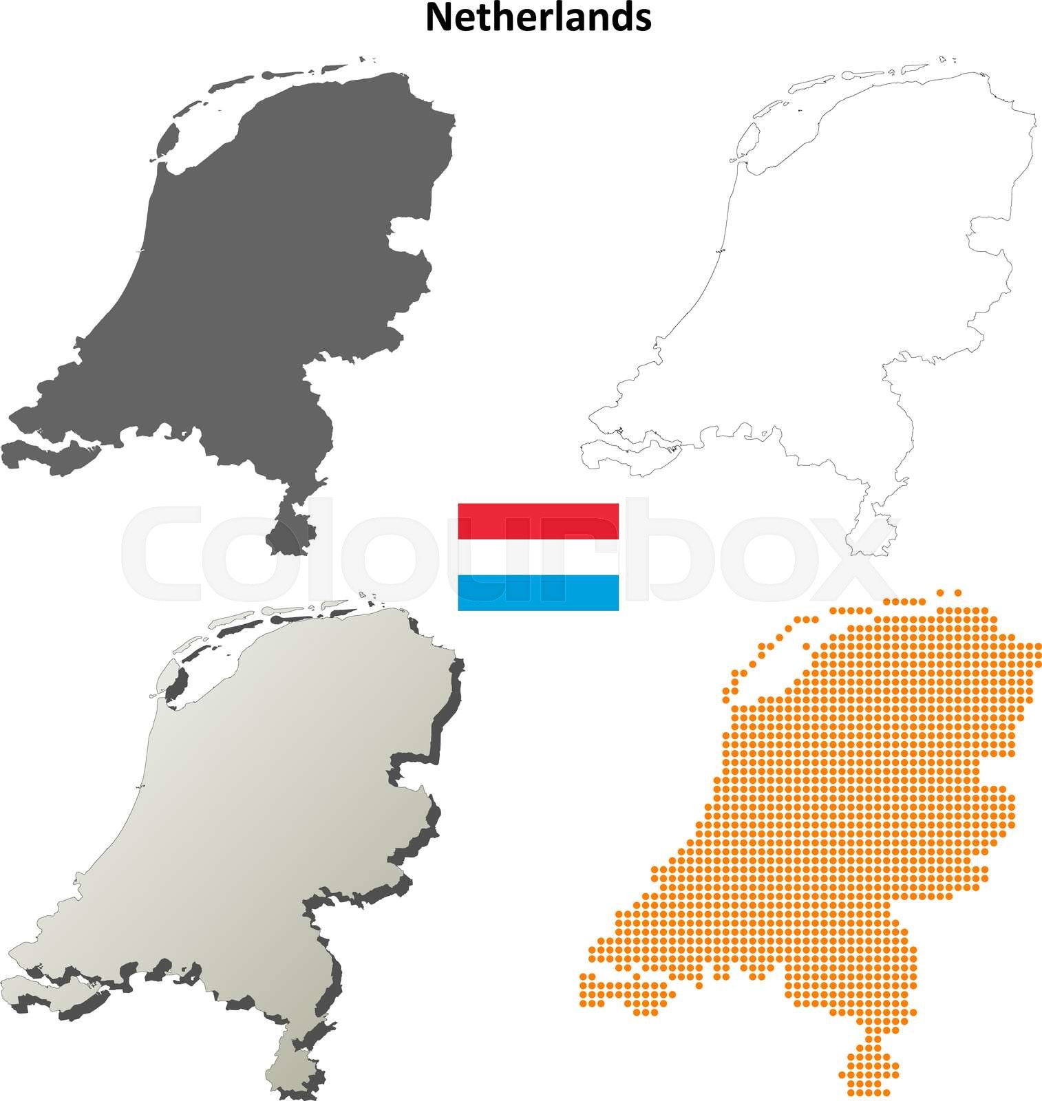 Netherlands outline map set | Stock vector | Colourbox