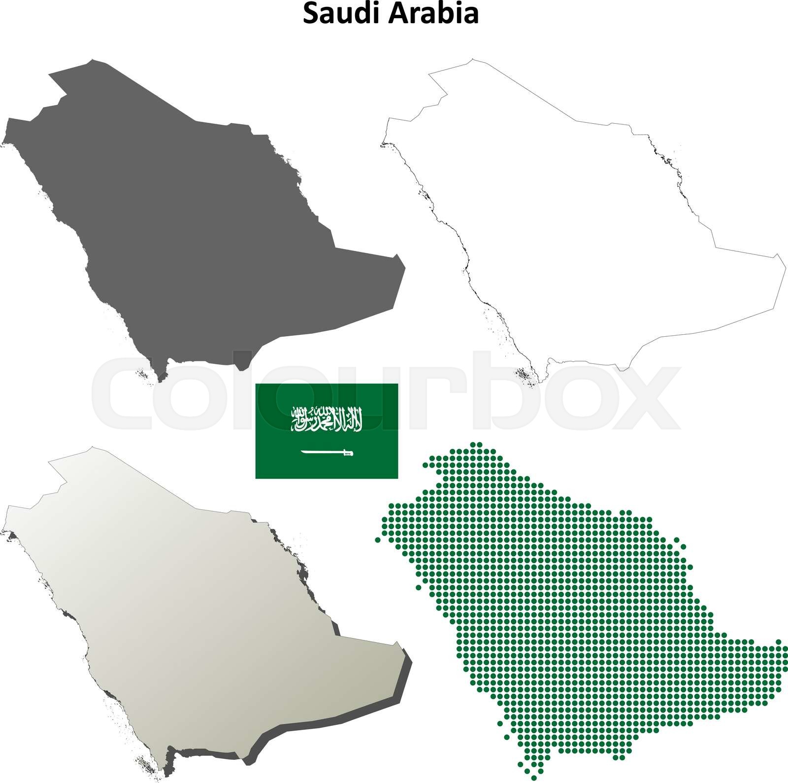 Saudi Arabia outline map set | Stock vector | Colourbox