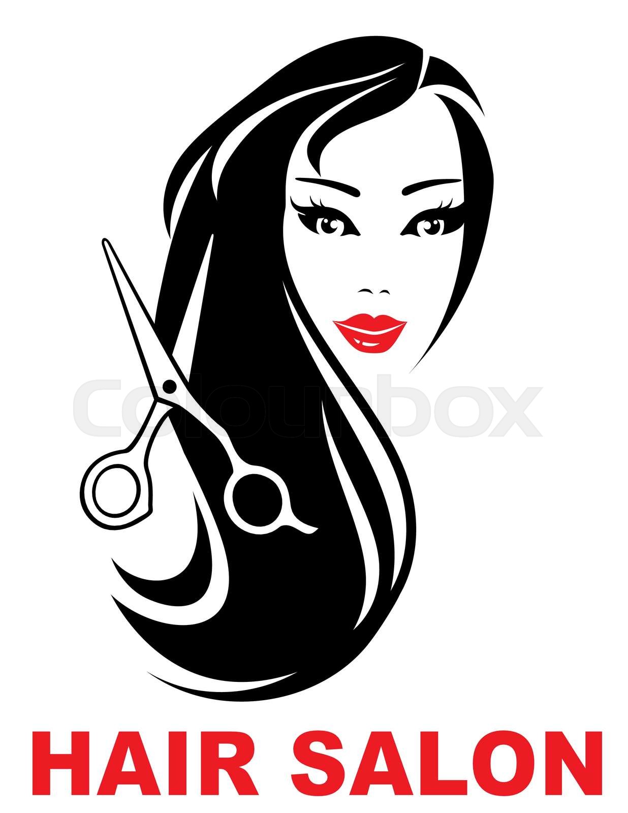 hair salon icon with woman face | Stock vector | Colourbox