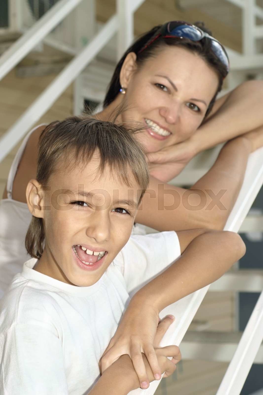 Mother And Son On Vacation Stock Image Colourbox