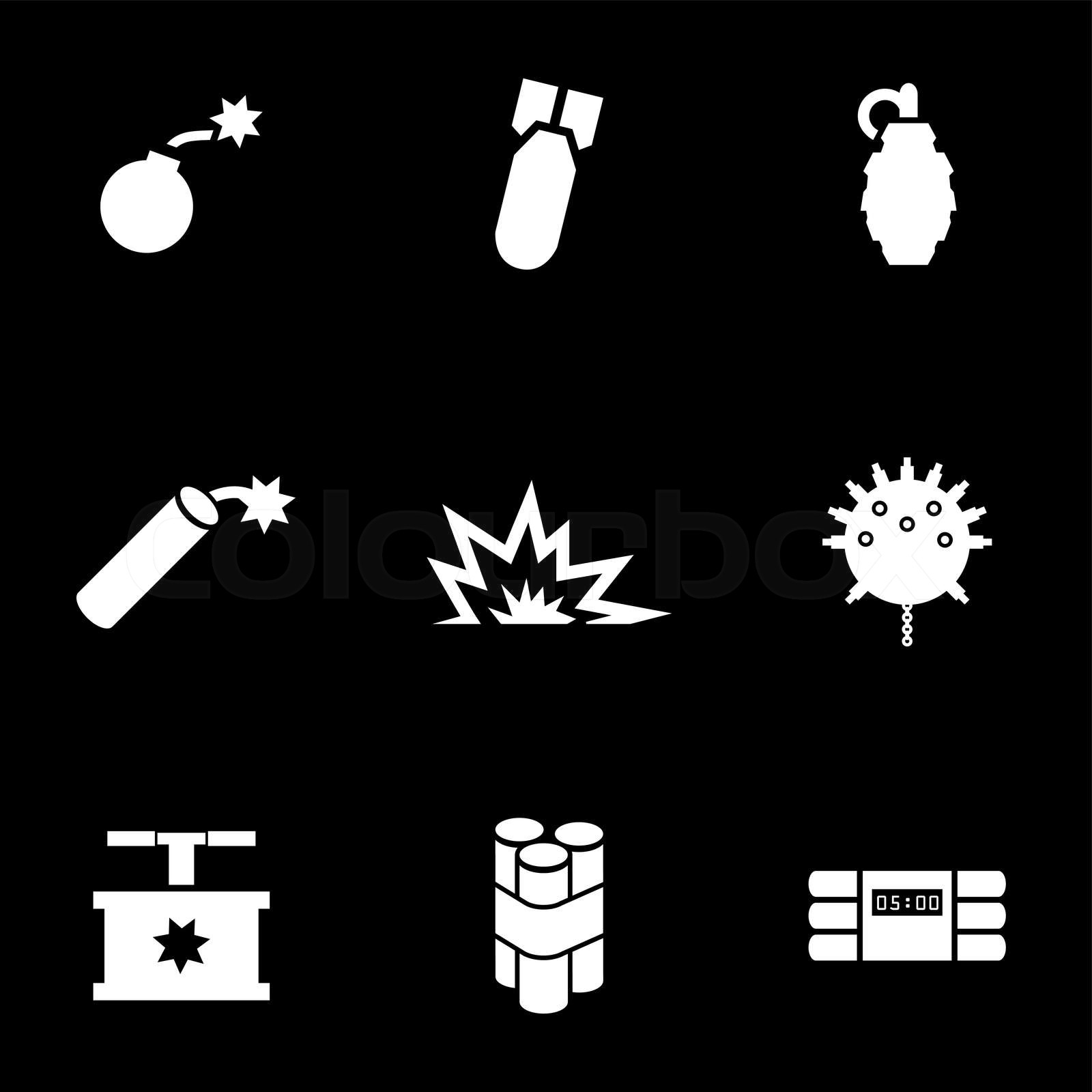 Vector white bomb icon set | Stock vector | Colourbox
