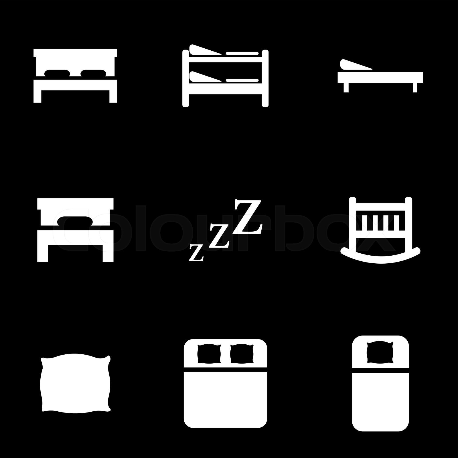 Vector white bed icon set | Stock vector | Colourbox