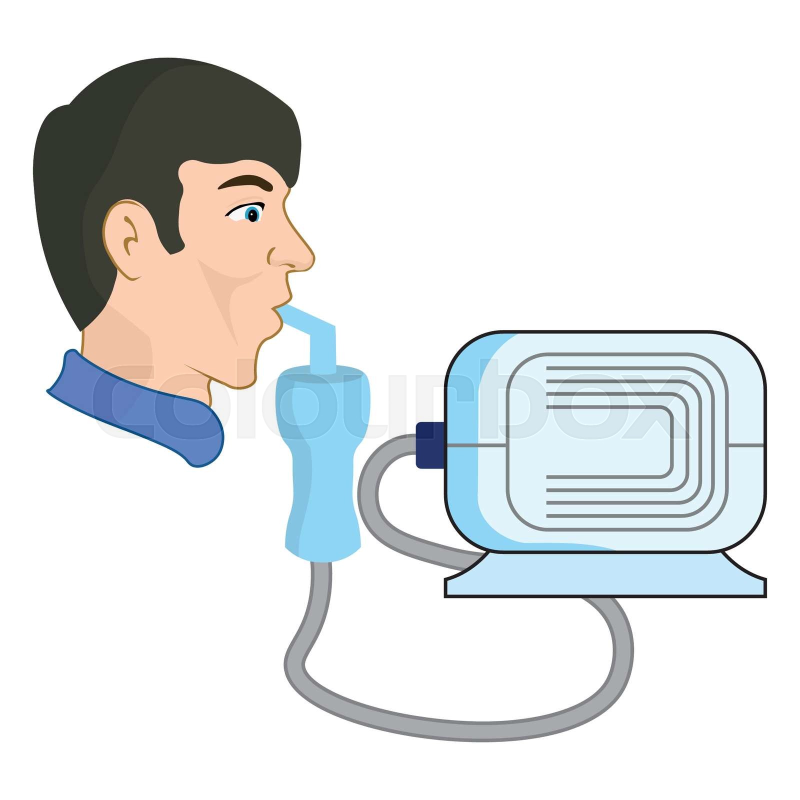 A man uses a nebulizer, from asthma and respiratory diseases | Stock ...
