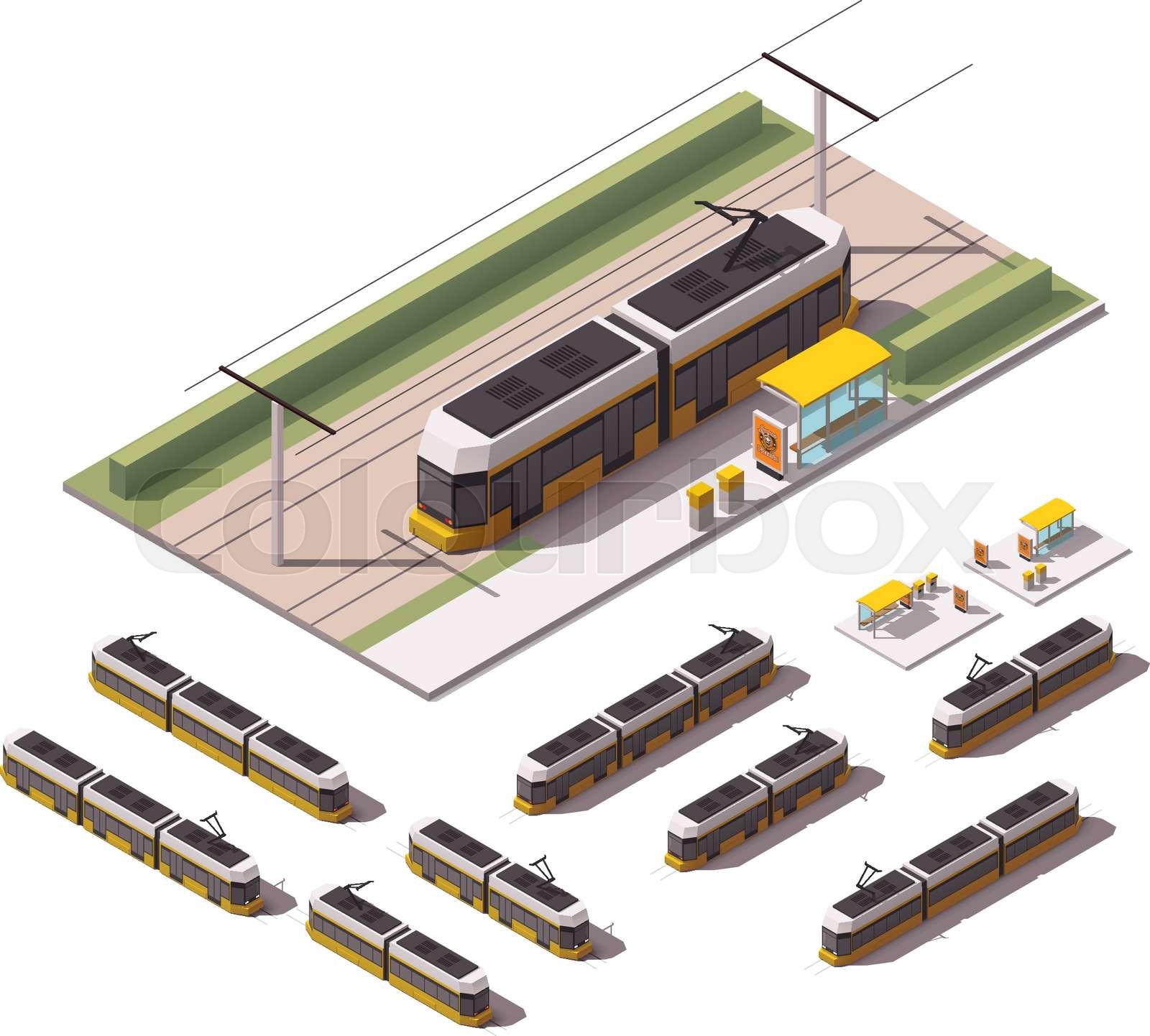 Vector isometric tramways | Stock vector | Colourbox