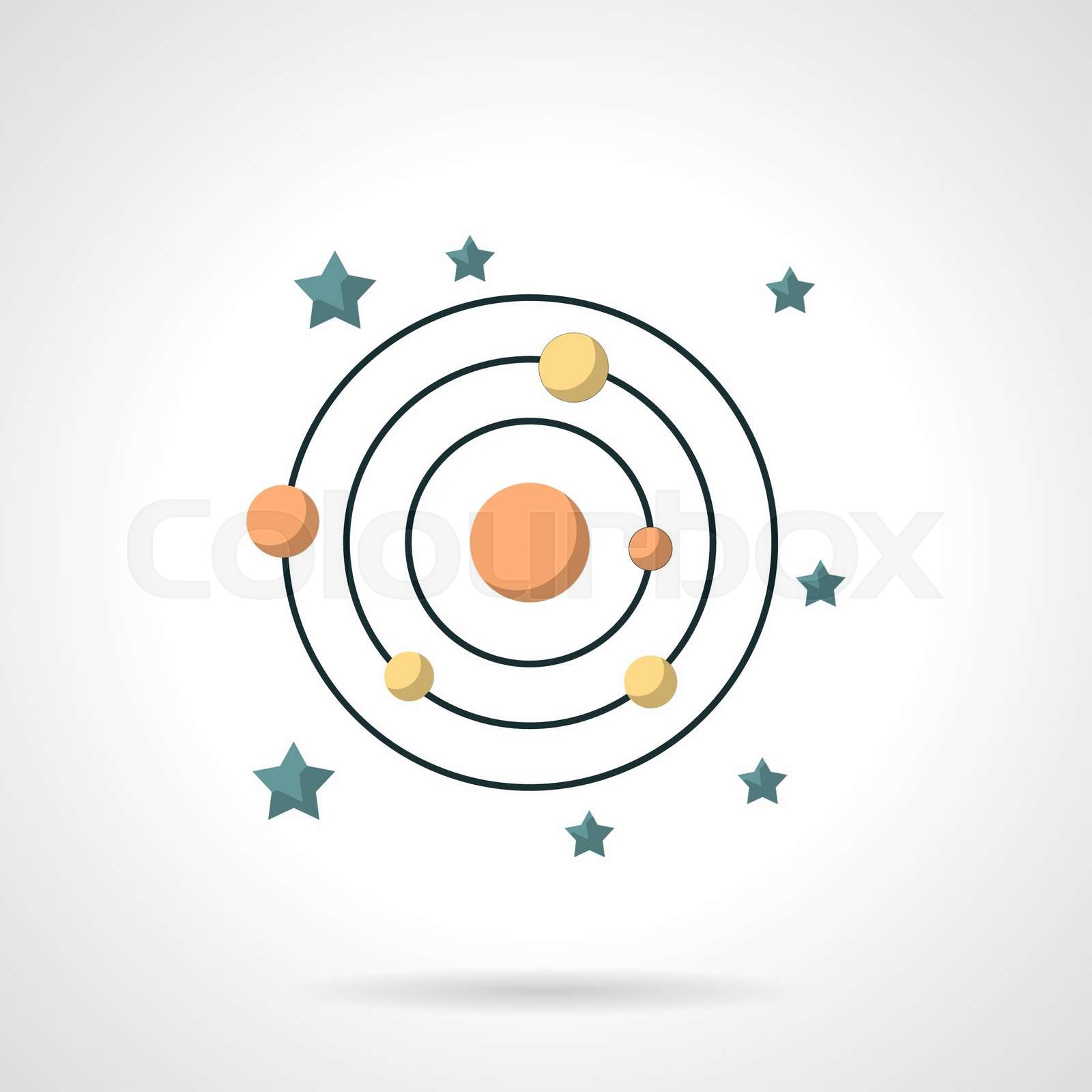 Symbols of solar system flat color vector icon | Stock vector | Colourbox