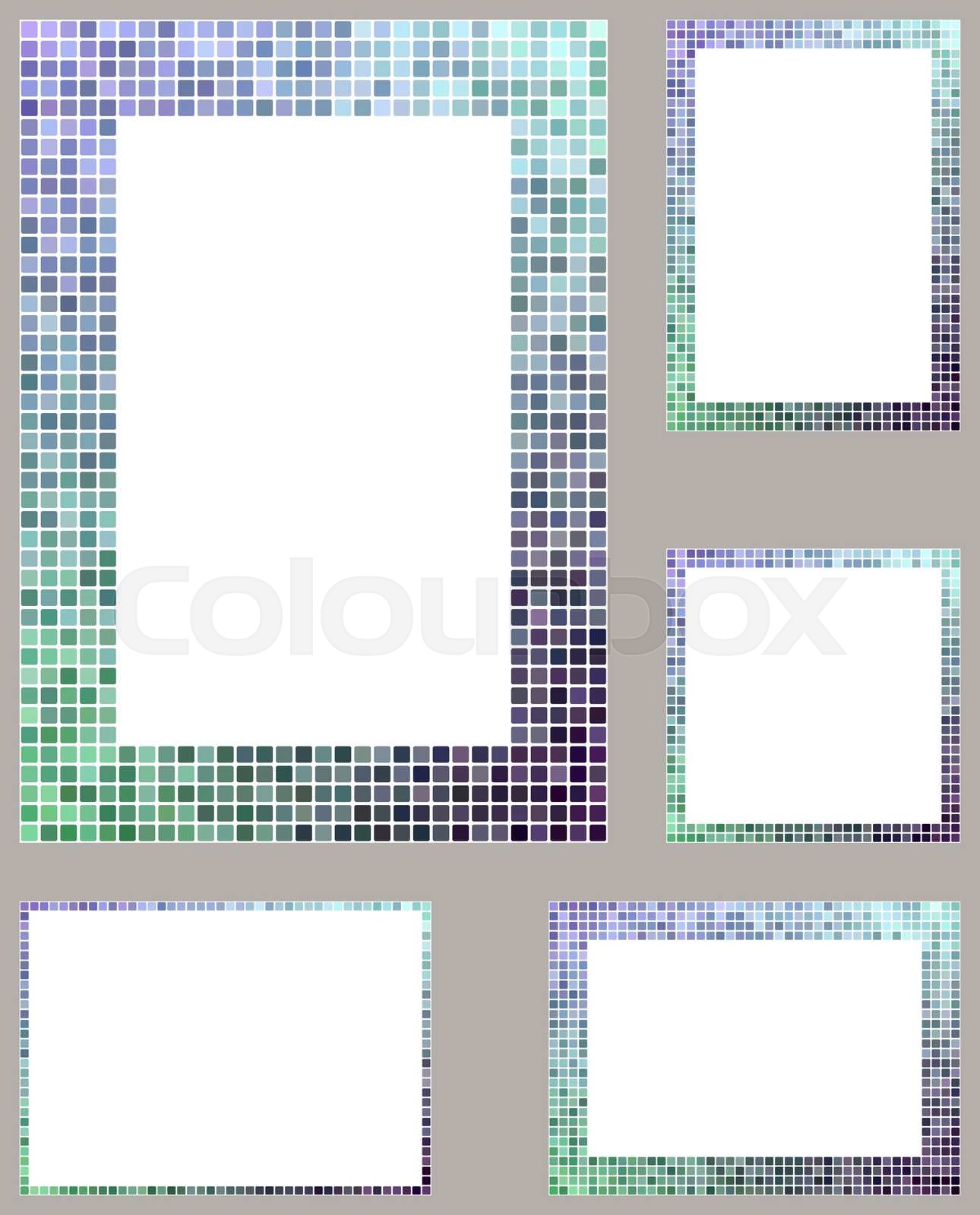 Pixel mosaic page border frame set | Stock vector | Colourbox