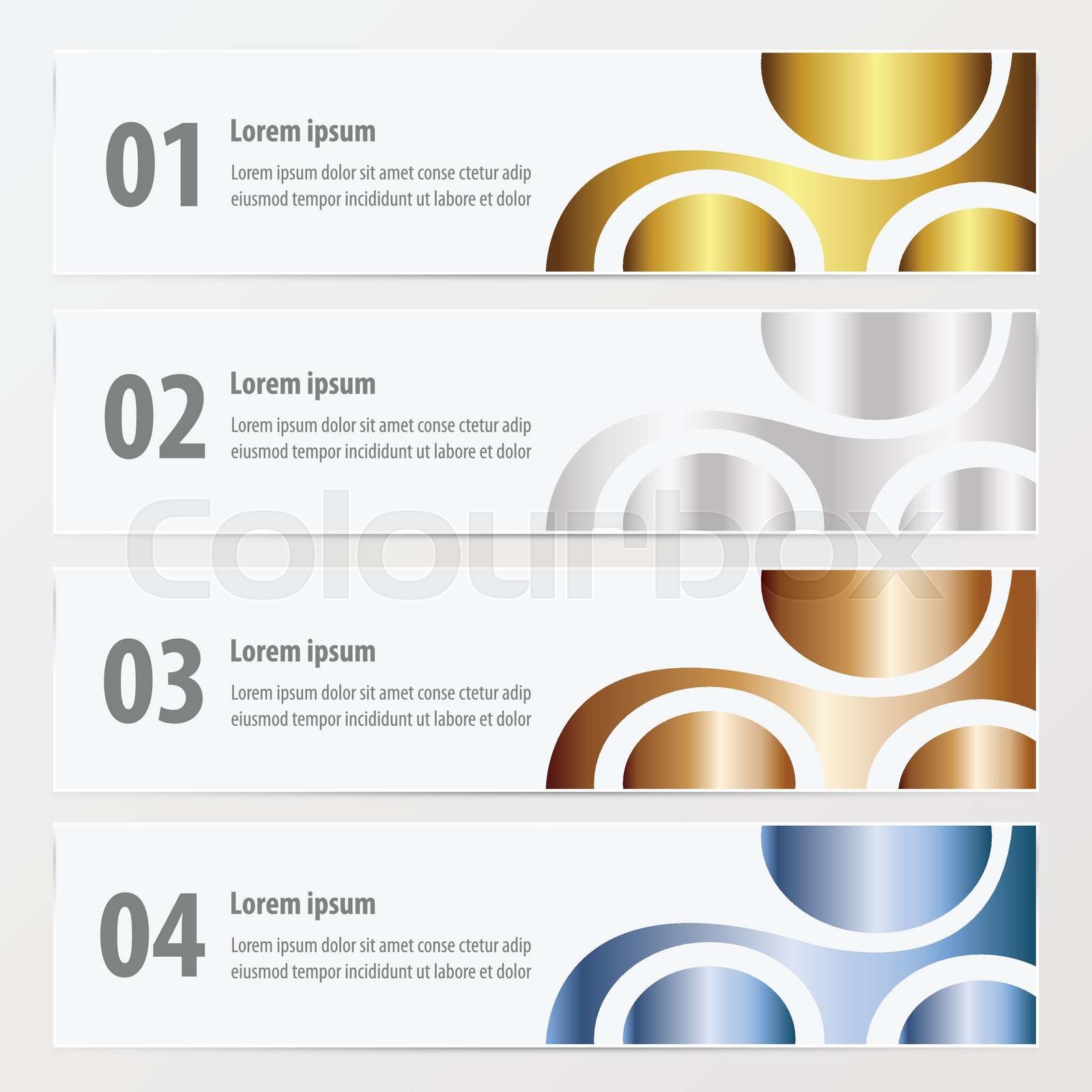 vector banner gold, bronze, silver, blue color | Stock vector | Colourbox