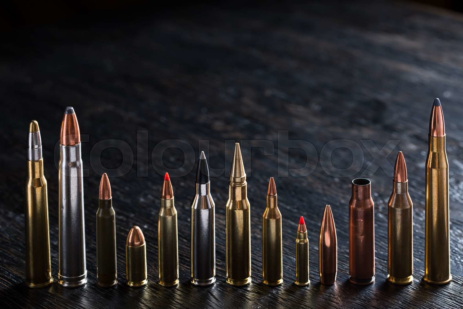 Number of large-caliber ammunition of different caliber in one line ...