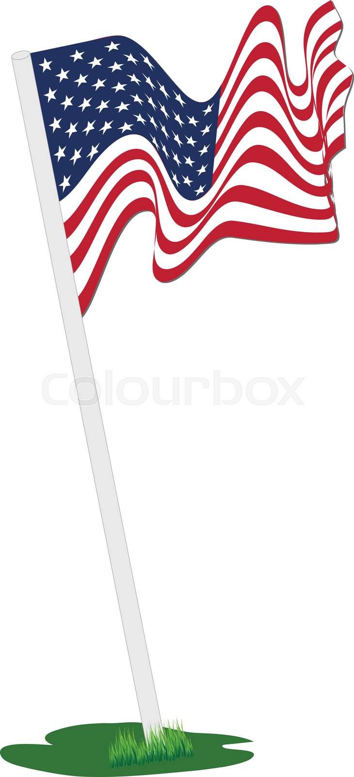 American flag pole, vector | Stock vector | Colourbox