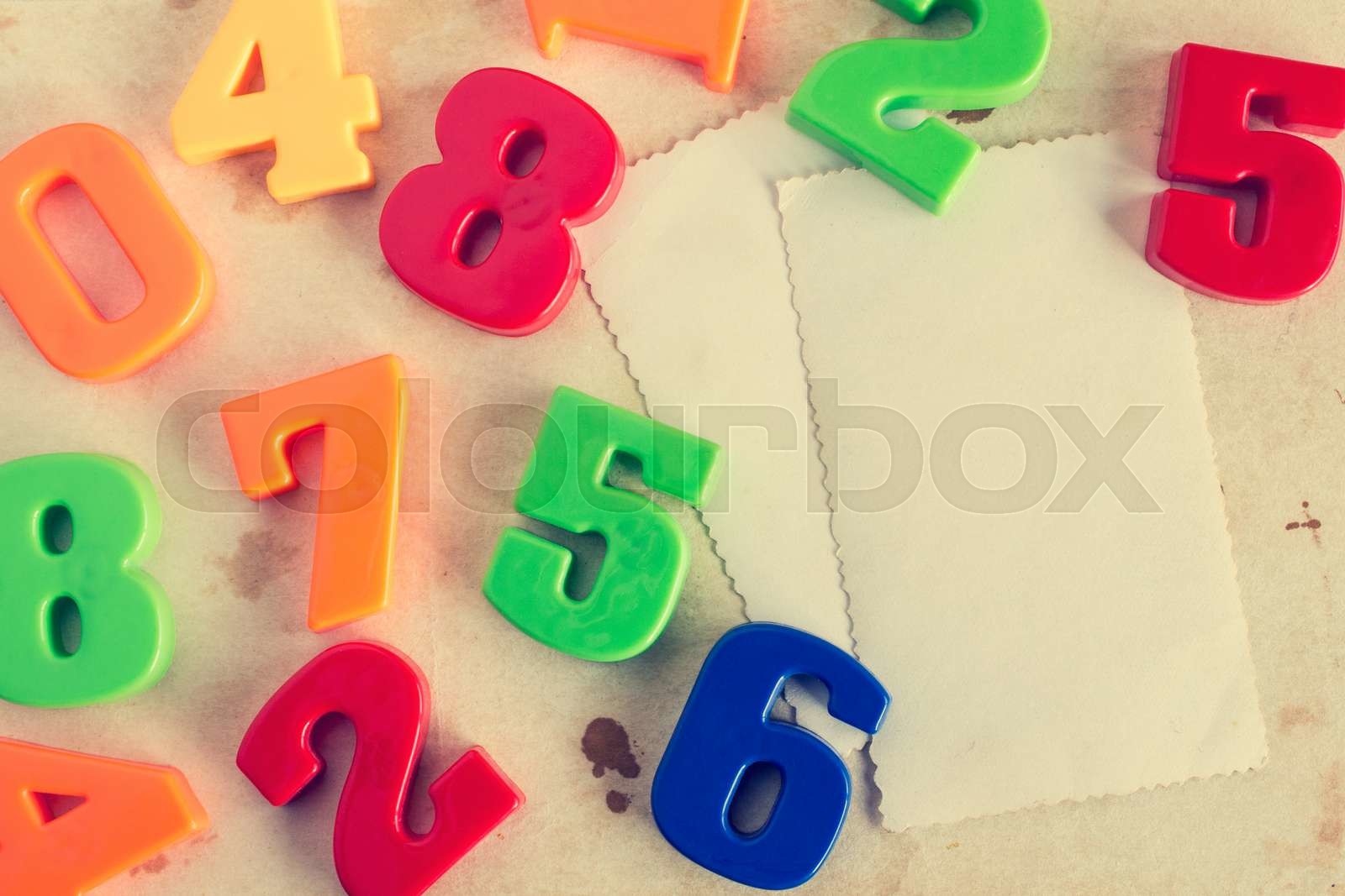 Colorful numbers with empty cards | Stock image | Colourbox