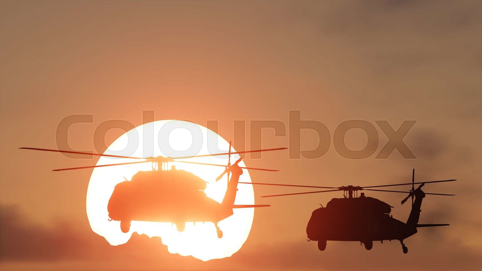 helicopters sun set | Stock image | Colourbox