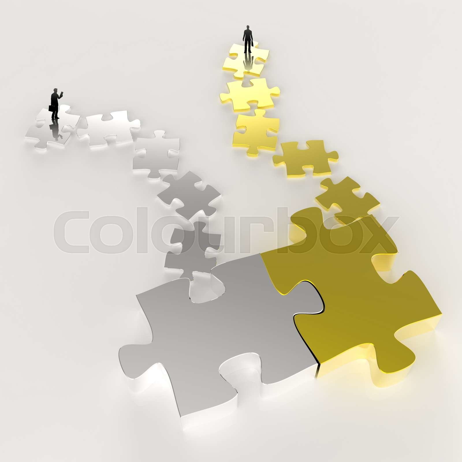 Partnership Puzzle metal 3d and businessman icons as concept | Stock ...