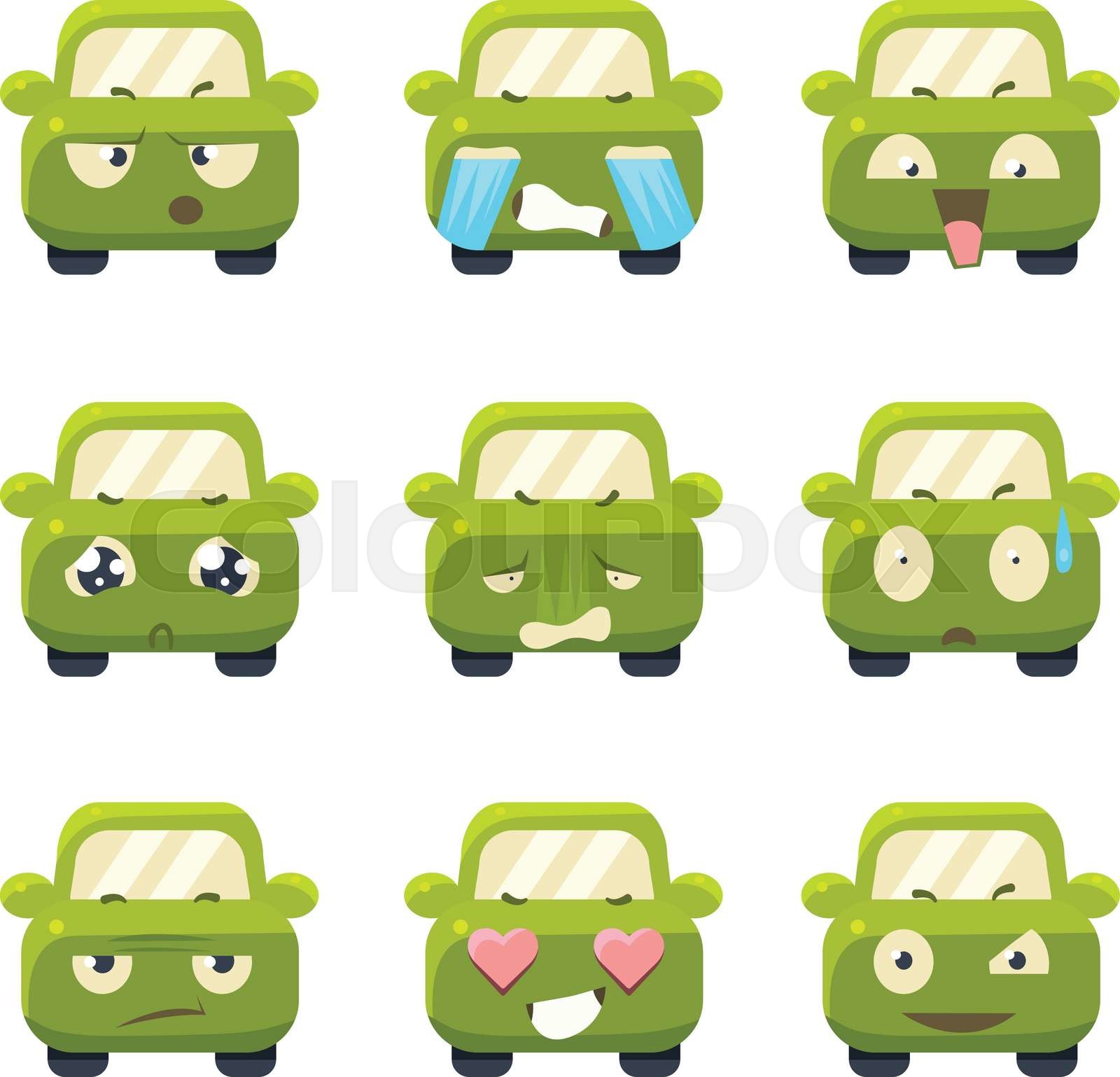 Cute Cars with Emoticons. Vector Set | Stock vector | Colourbox