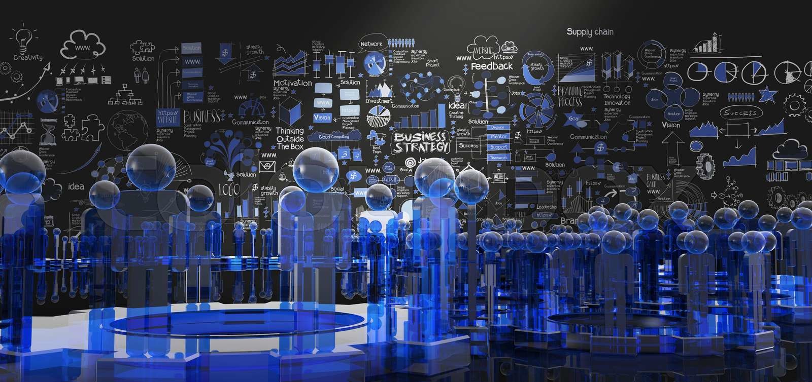 hand drawn business strategy 3d human gear to success as concept ...